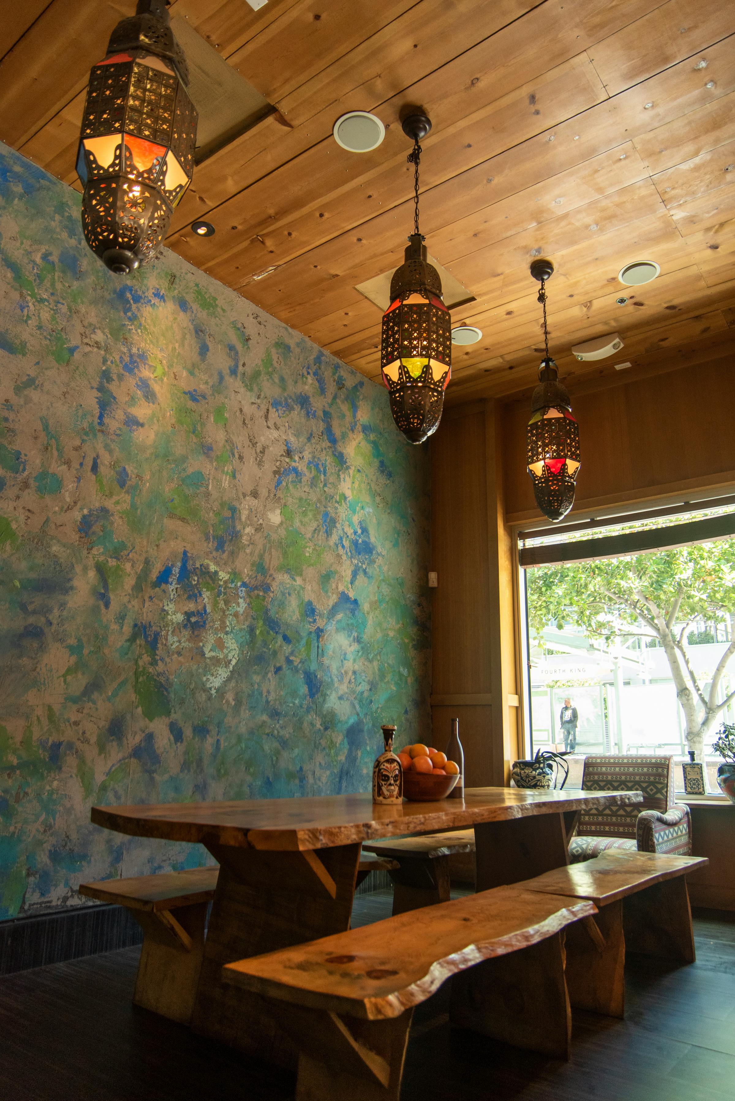 Hanging Lamps over Table in Restaurant · Free Stock Photo