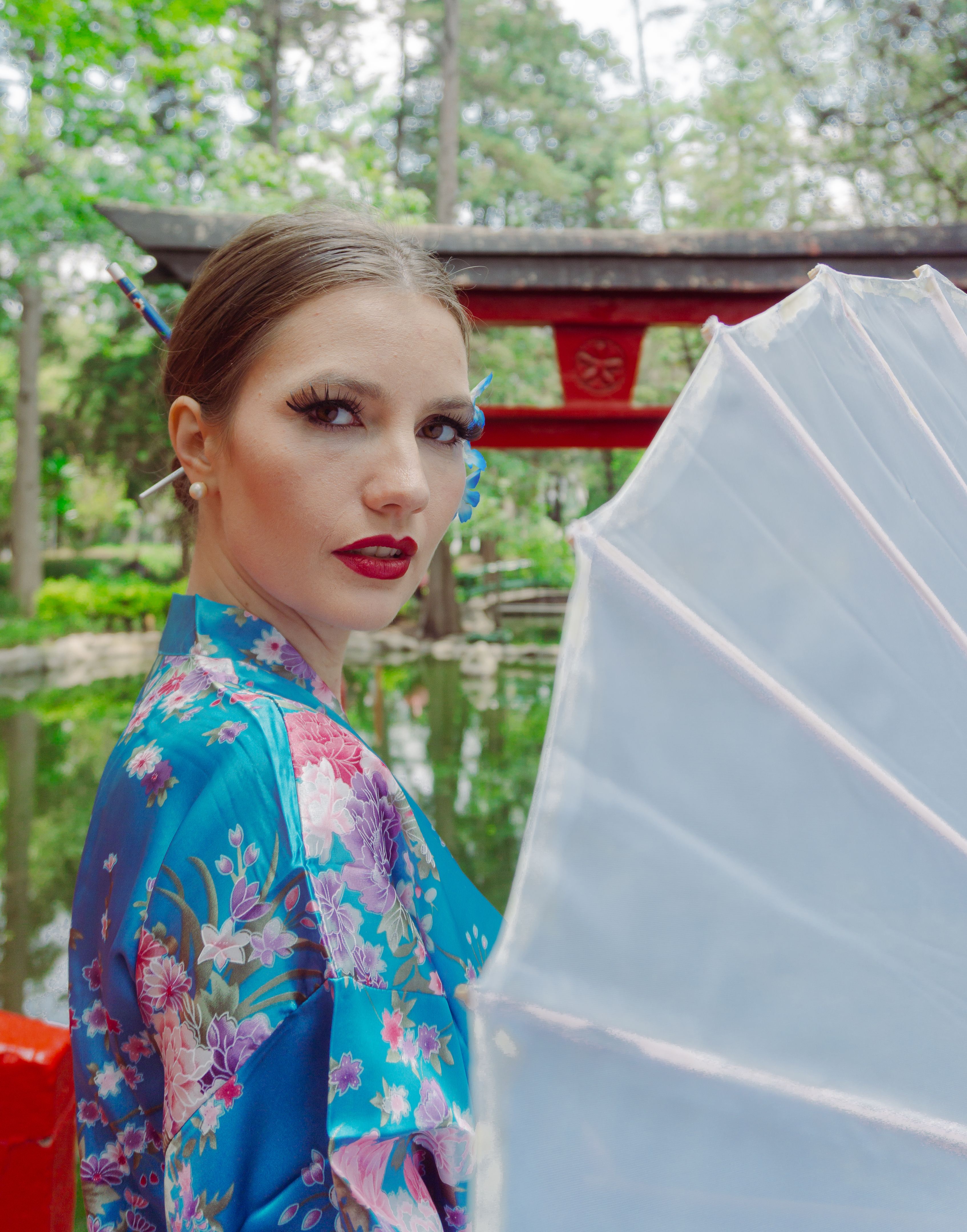 Geisha with Range in a Park · Free Stock Photo