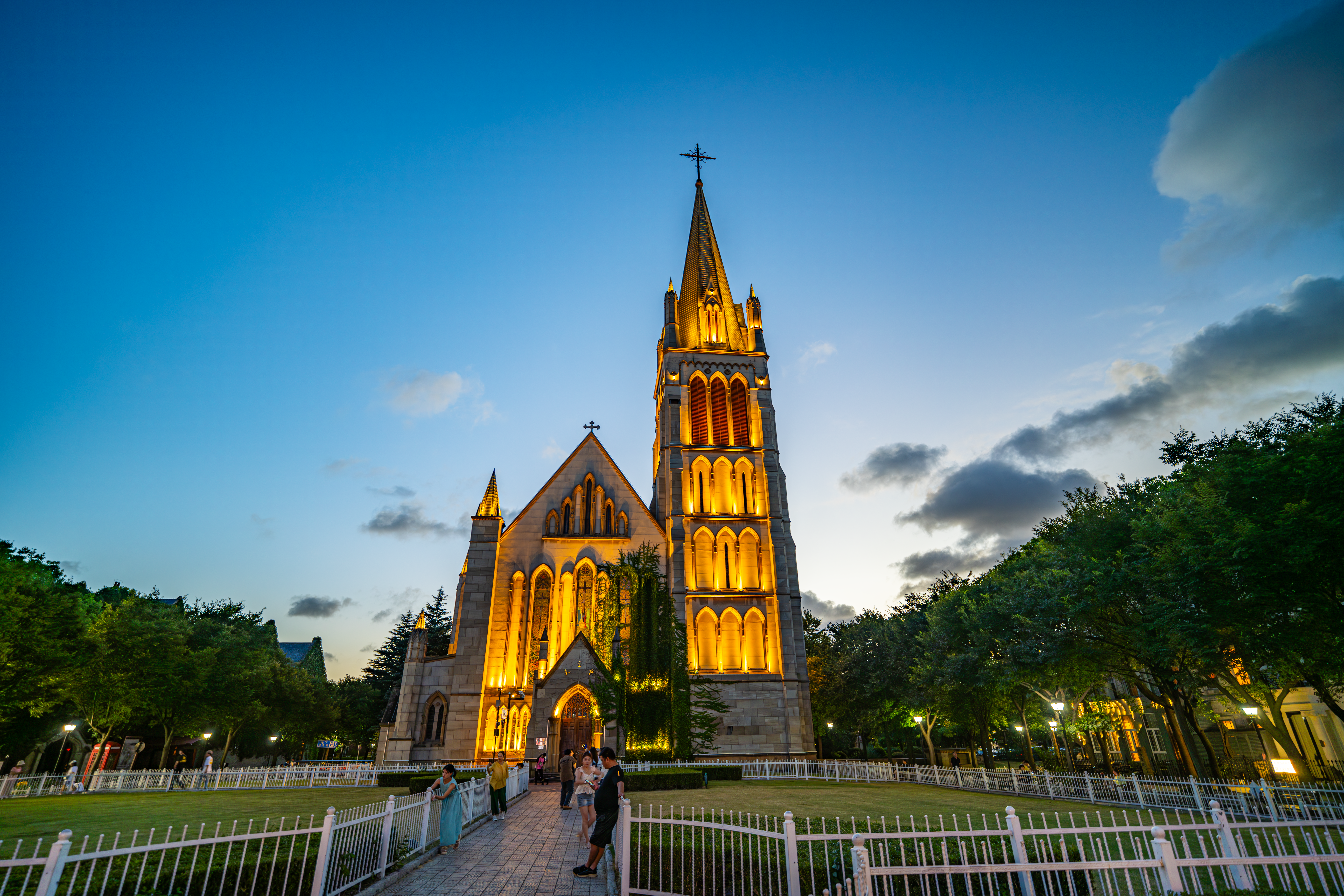 Illuminated Church in Shanghai · Free Stock Photo