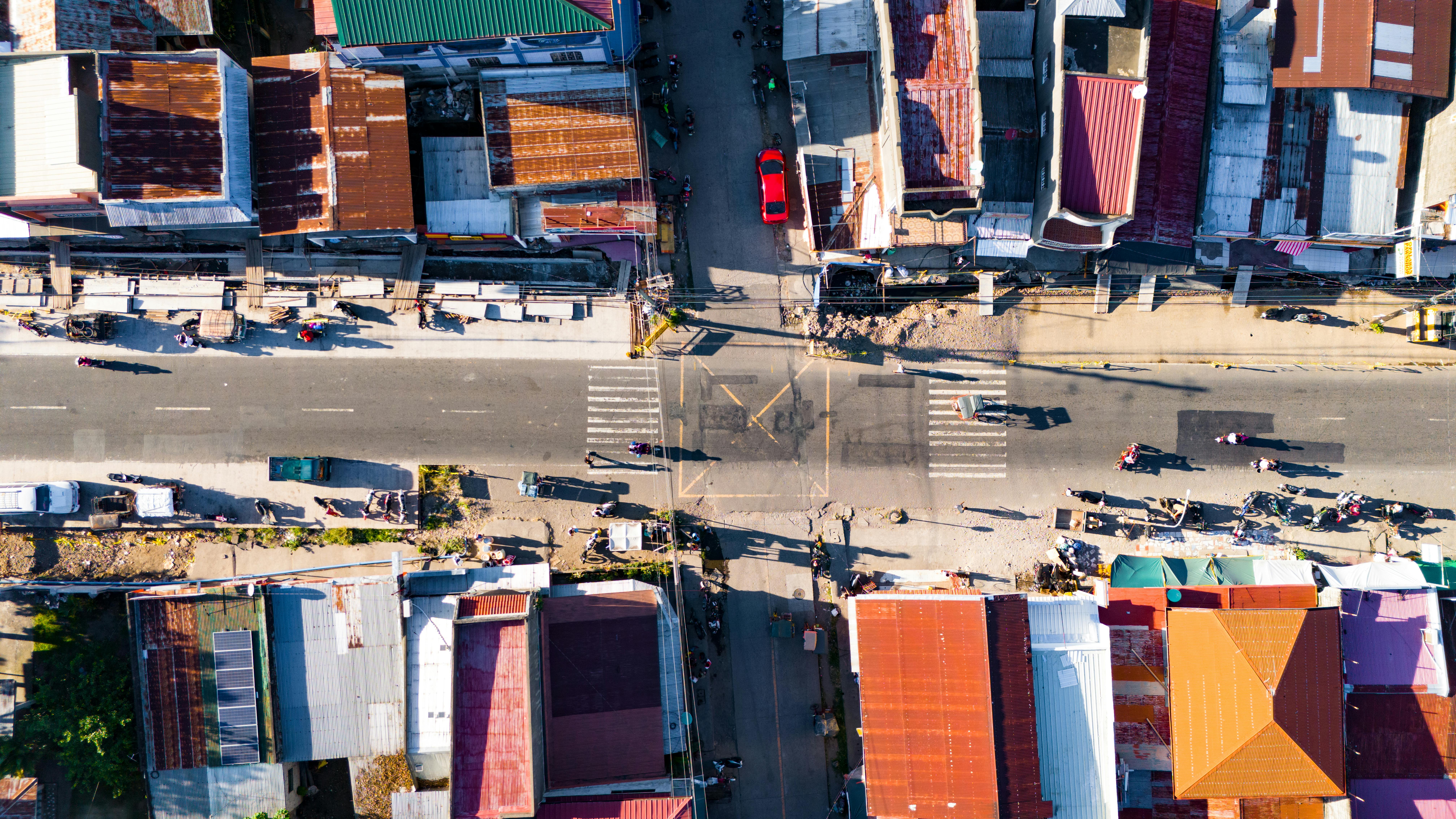 Aerial view from top of a a city intersection in Philippines. · Free ...