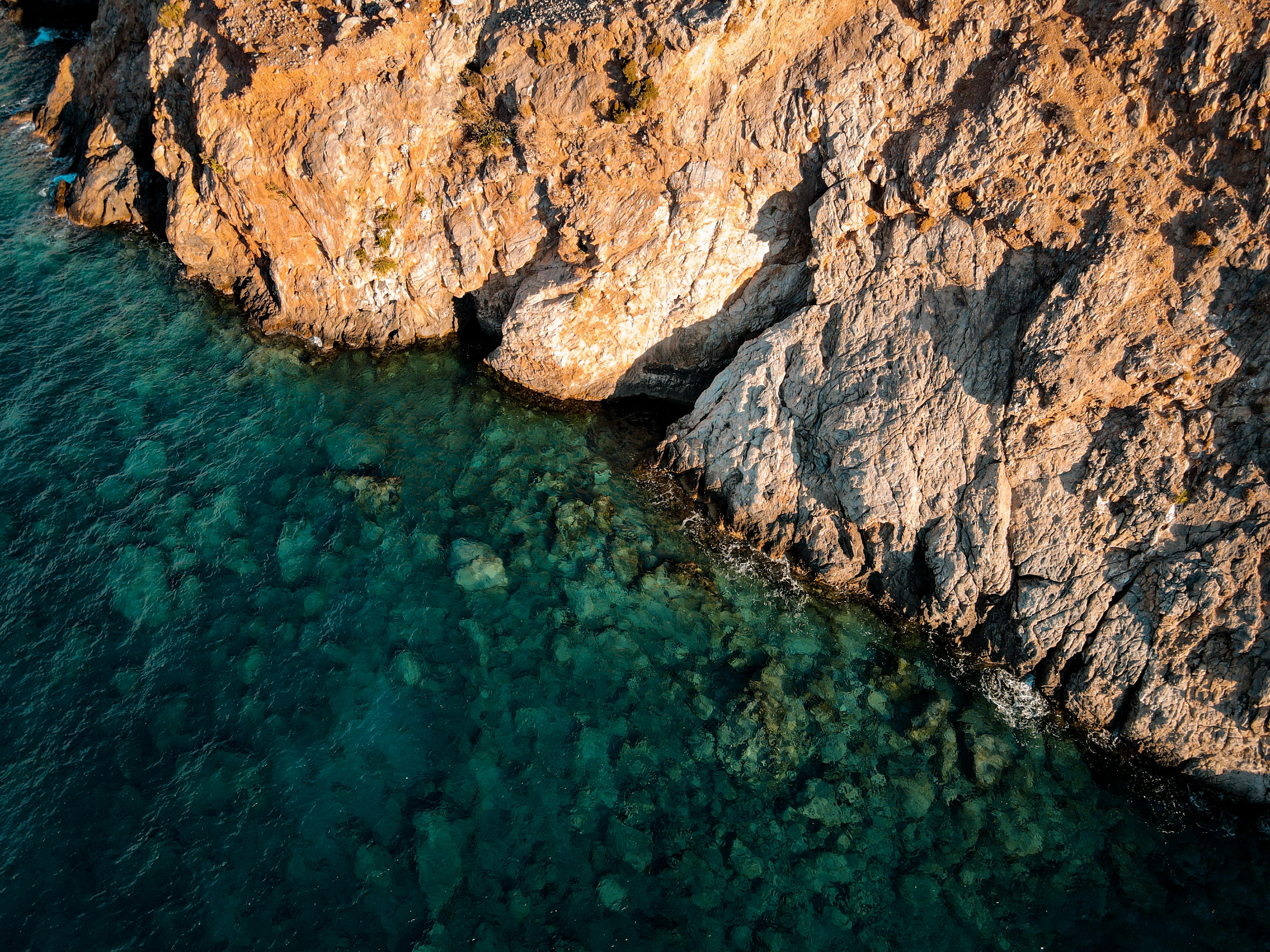 Aerial view of the sea and rocks · Free Stock Photo
