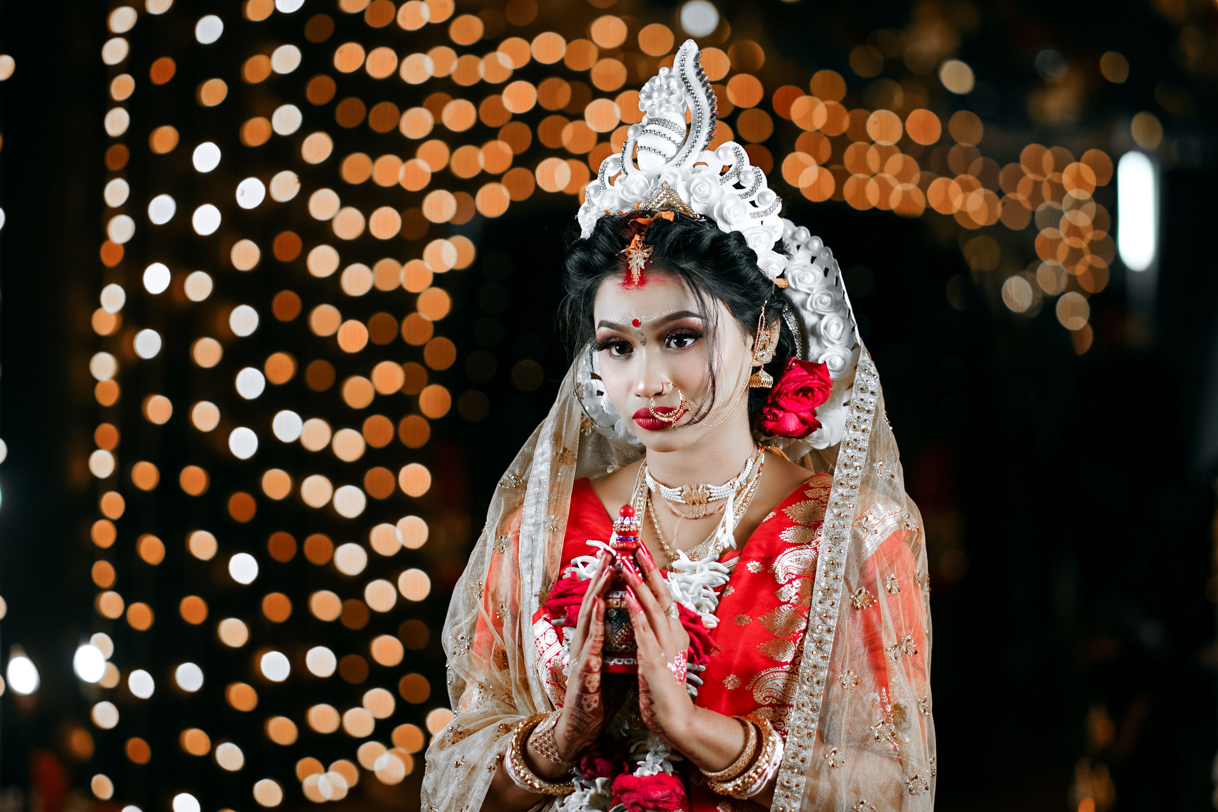 A woman in traditional indian attire with a red sari · Free Stock Photo