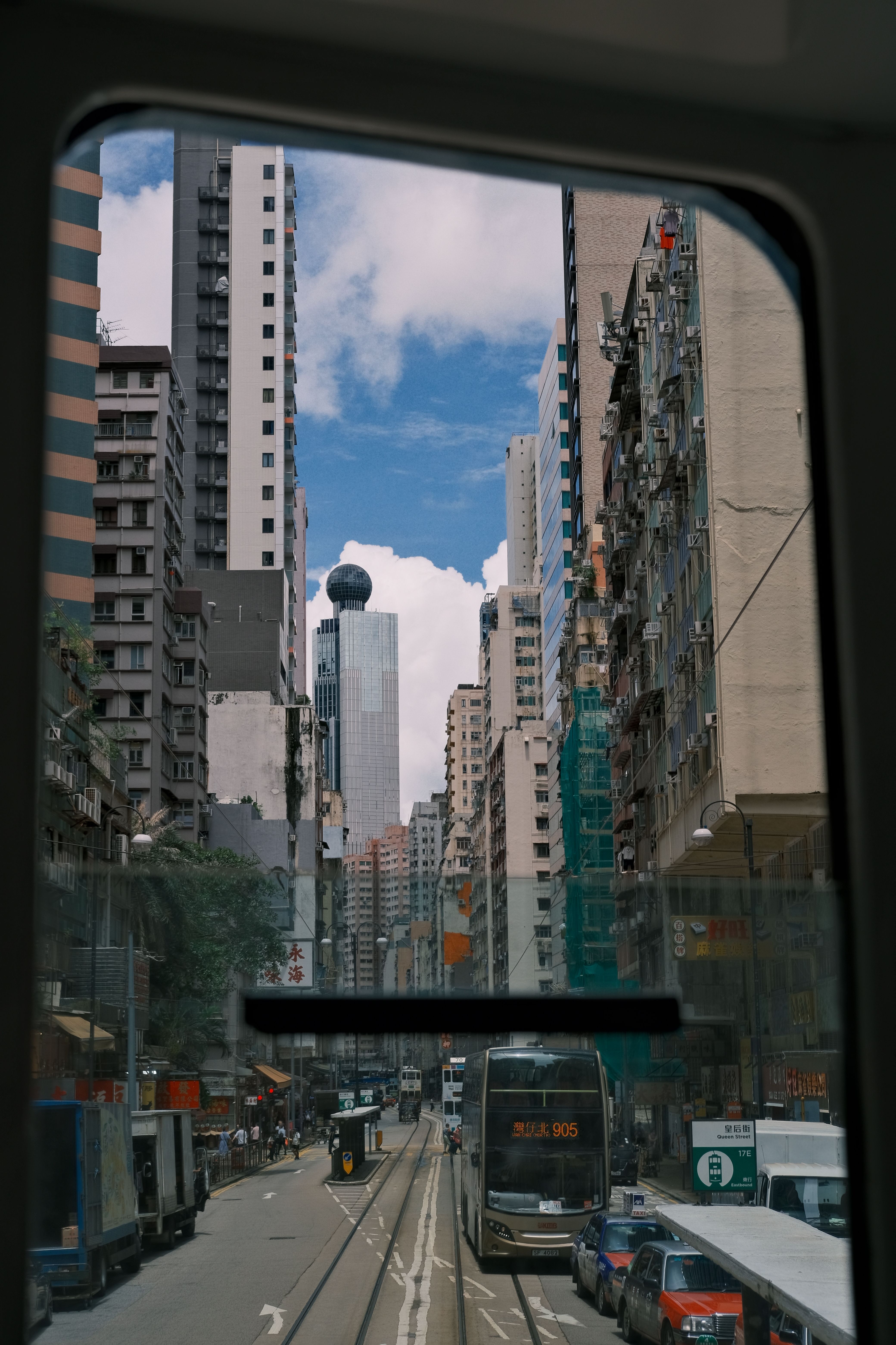 A view of a city street from a train window · Free Stock Photo