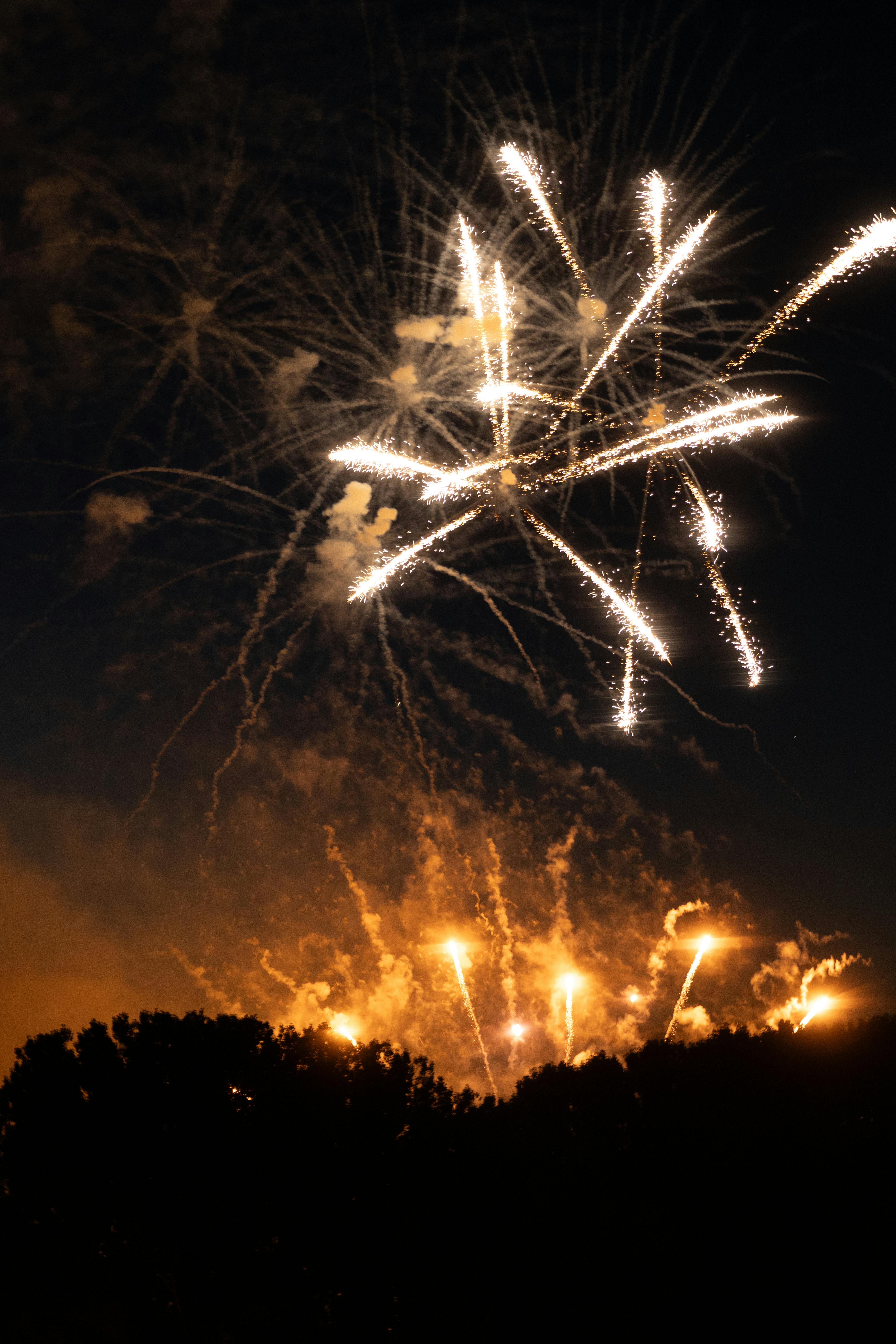 Silhouette of Person in Front of Fireworks · Free Stock Photo