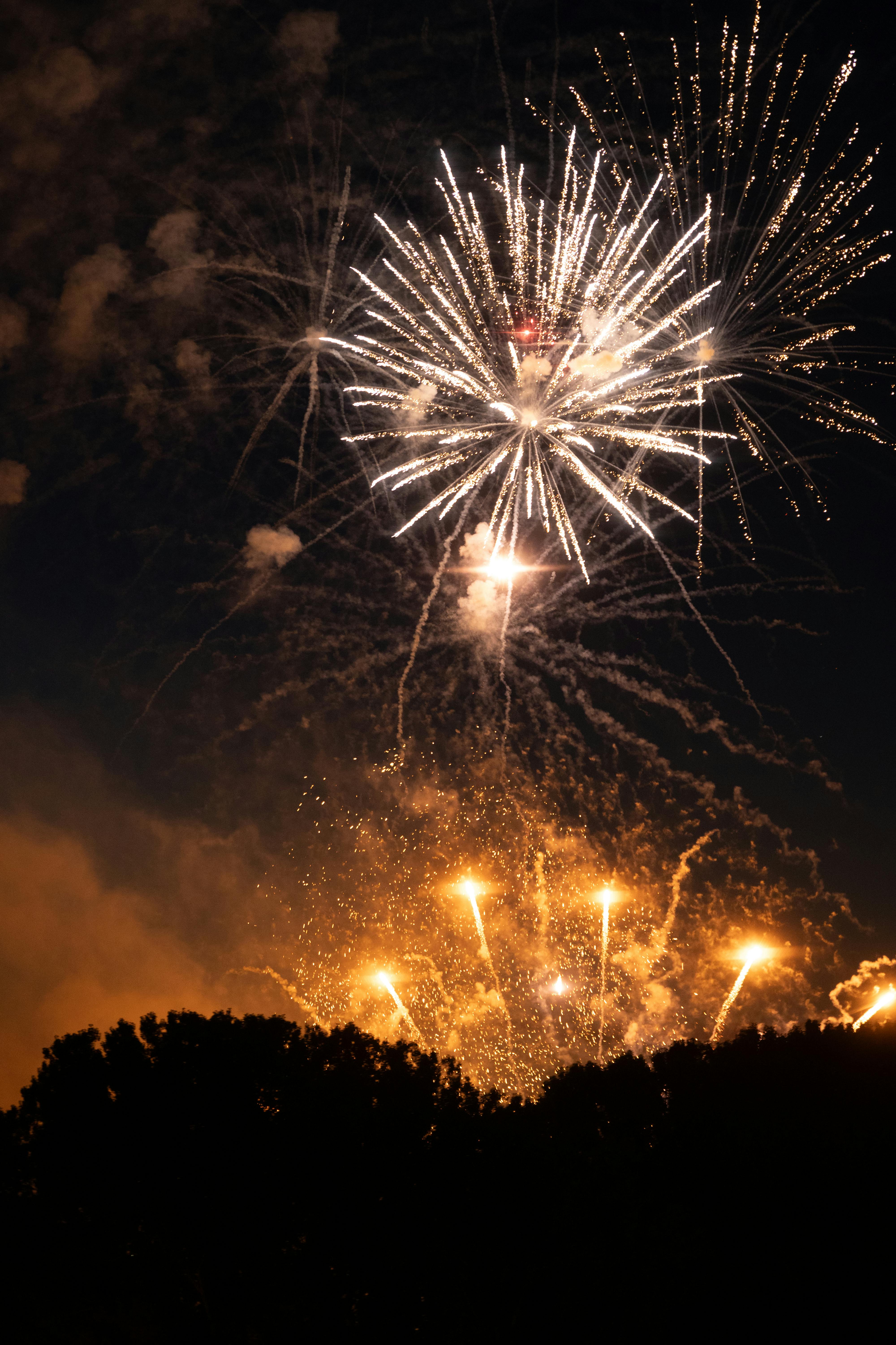 Silhouette Photo of Standing Man Holding Camera Looking at Fireworks ...