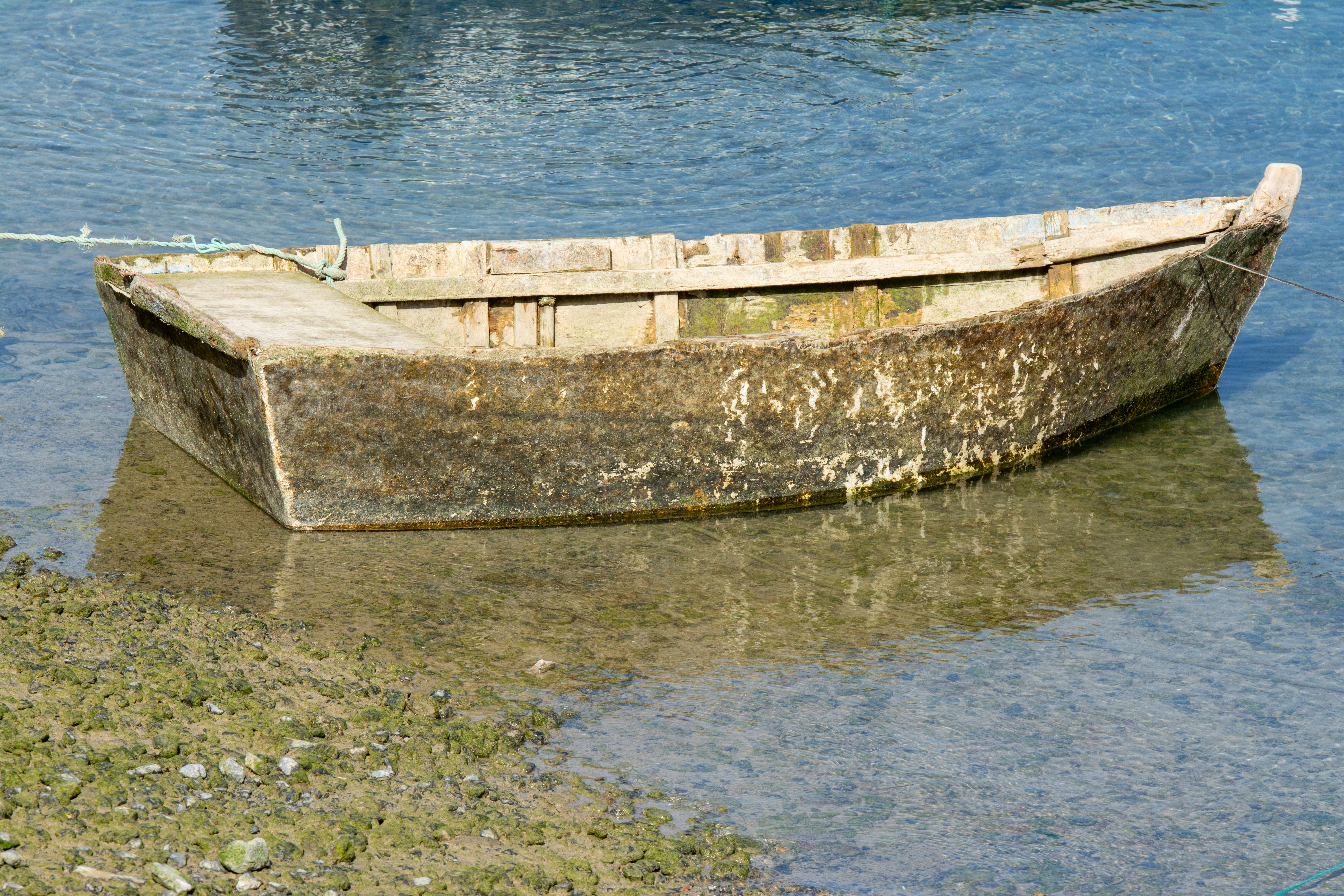 A small boat is sitting in the water · Free Stock Photo