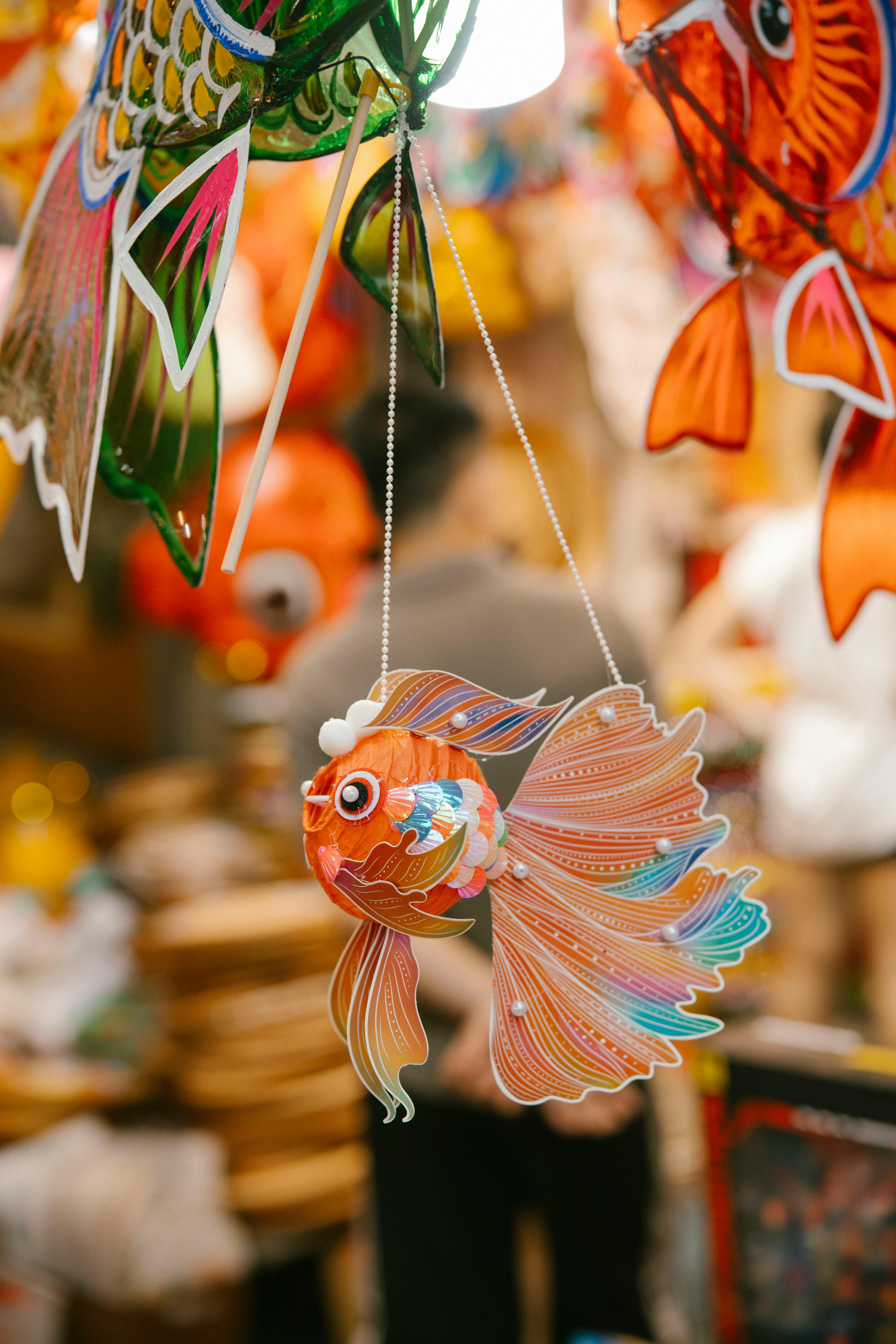 A fish hanging from a string in a market · Free Stock Photo