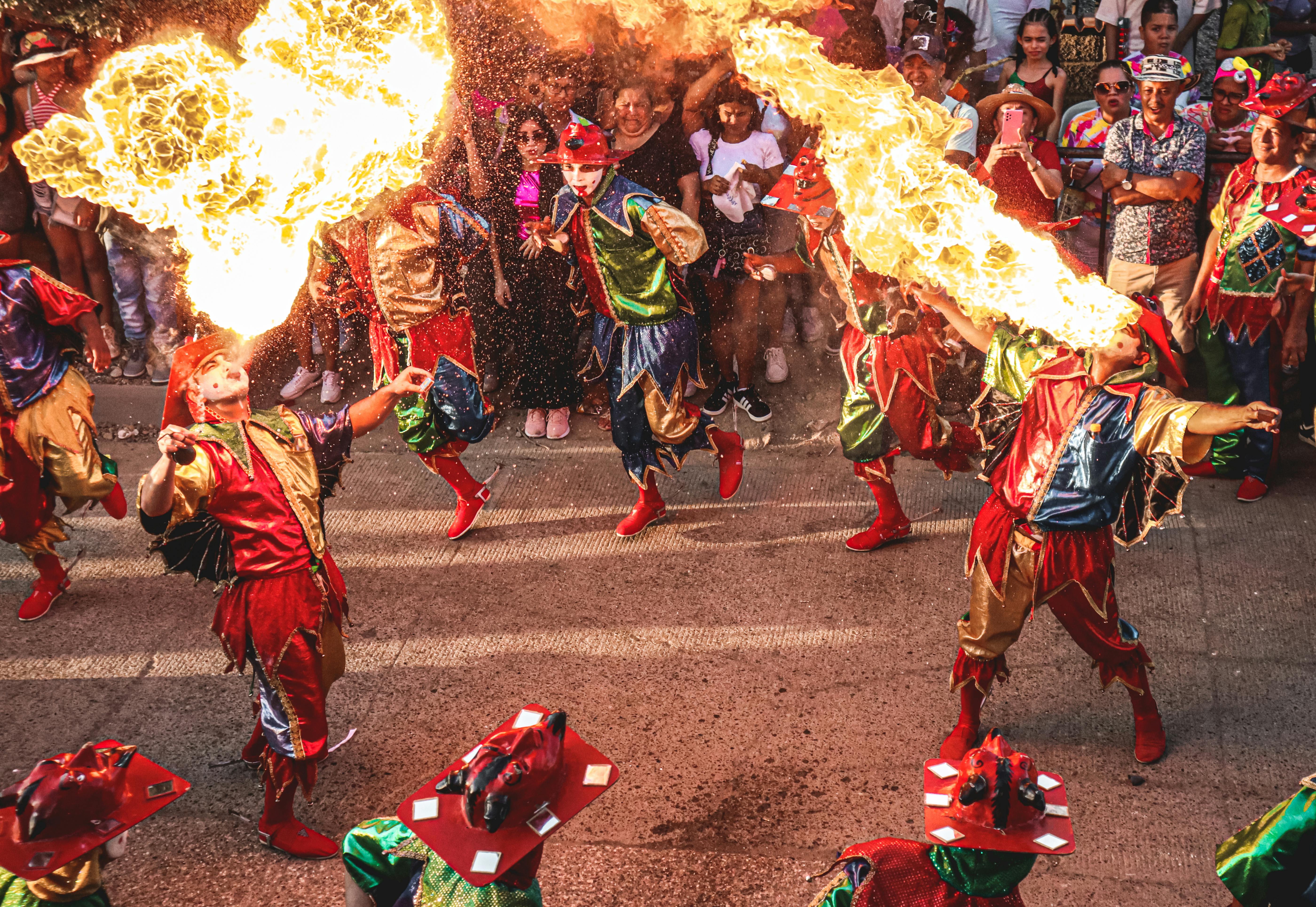 Fire Show on Street in Colombia · Free Stock Photo