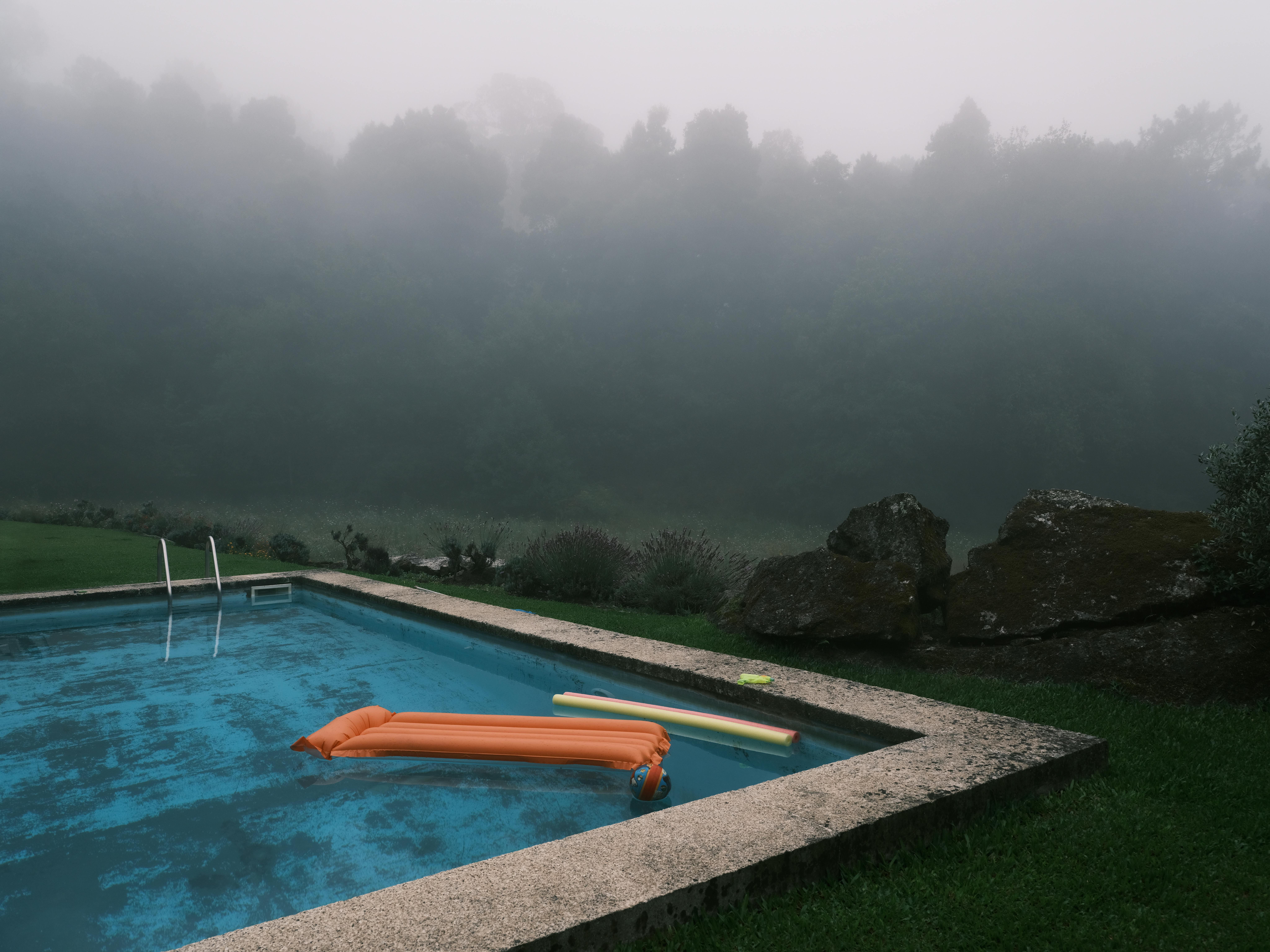 A pool in the middle of a foggy field · Free Stock Photo