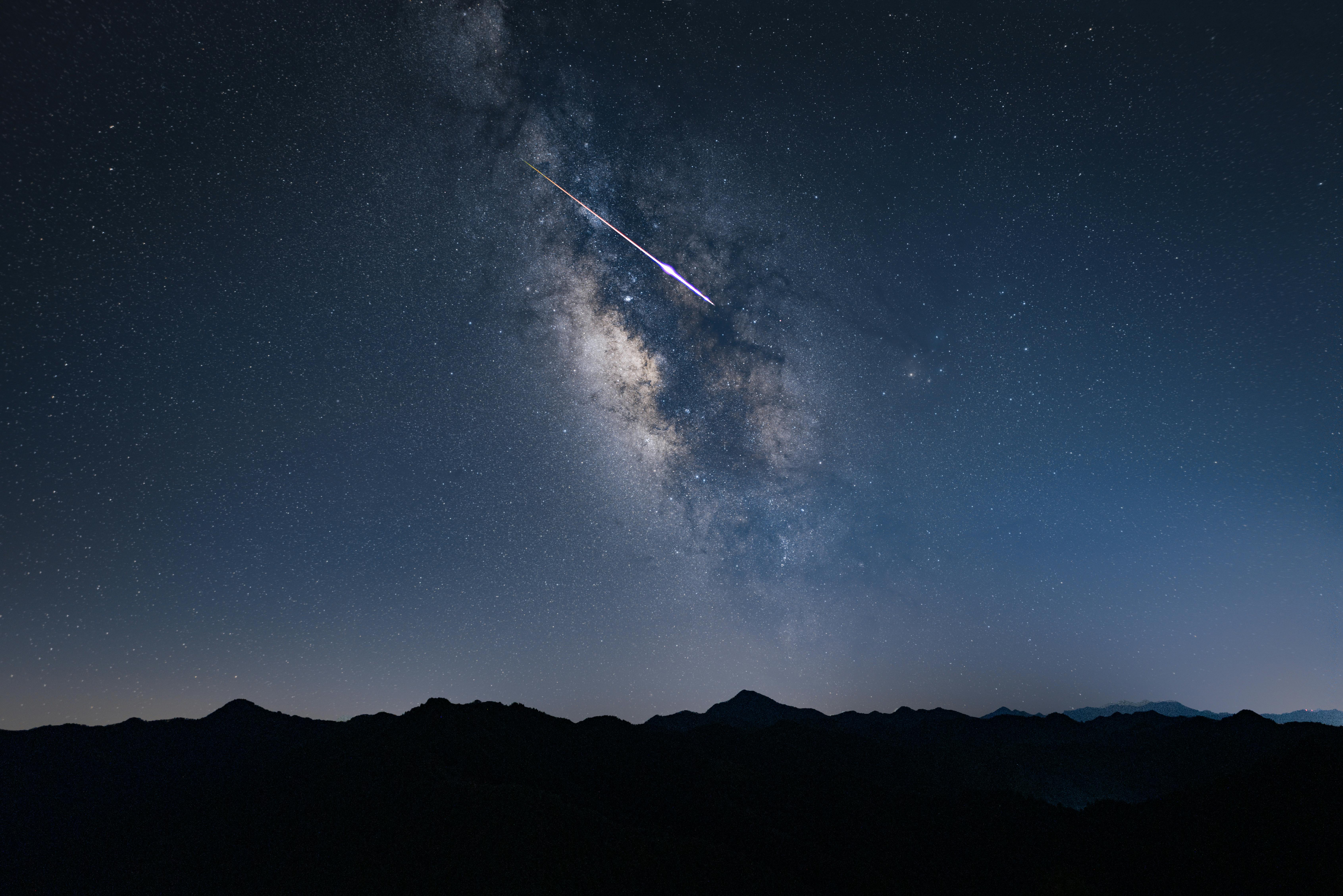 View of the Milky Way and a Shooting Star · Free Stock Photo
