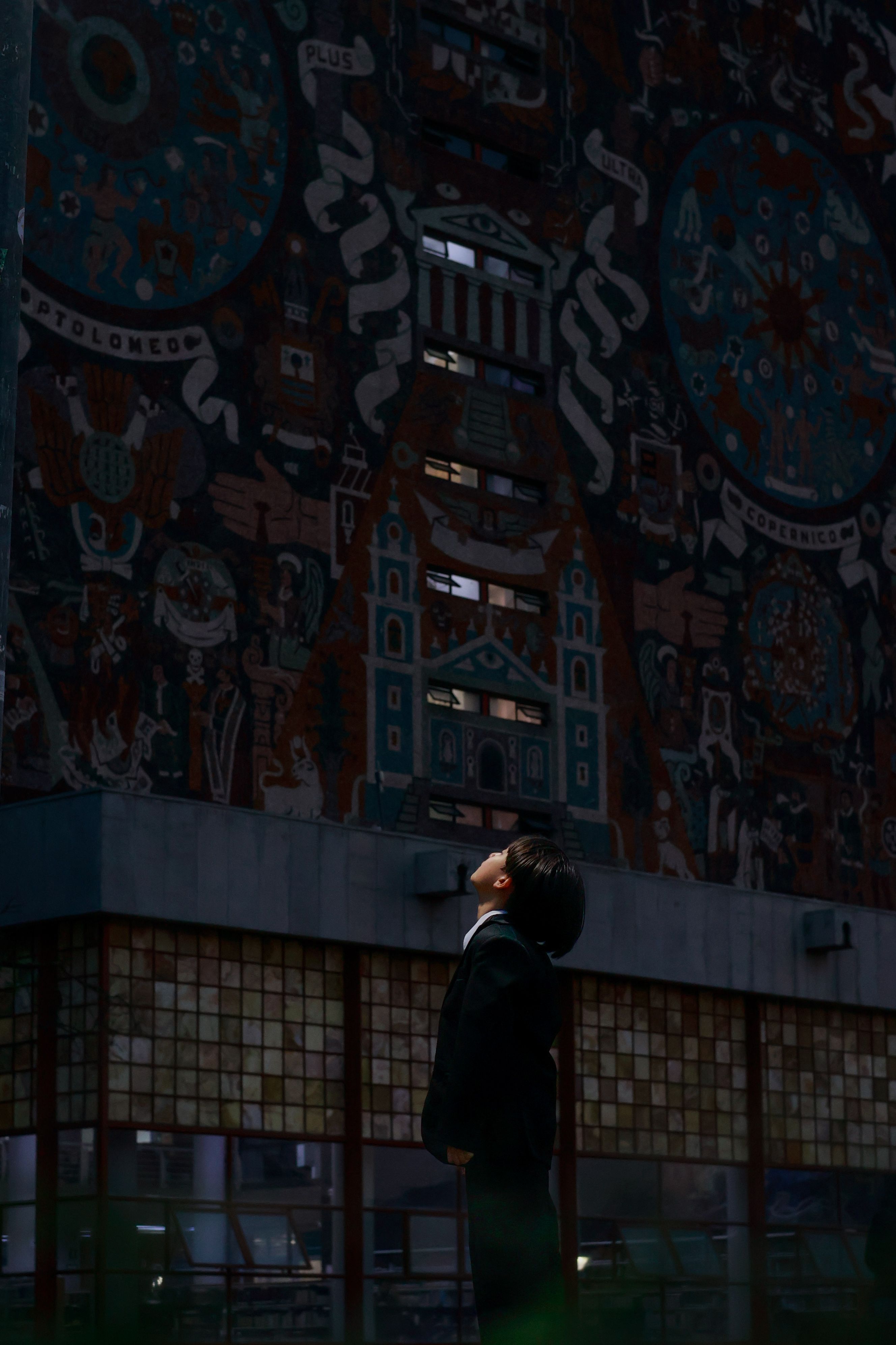 Person Looking at Wall of UNAM Building in Mexico City at Night · Free ...