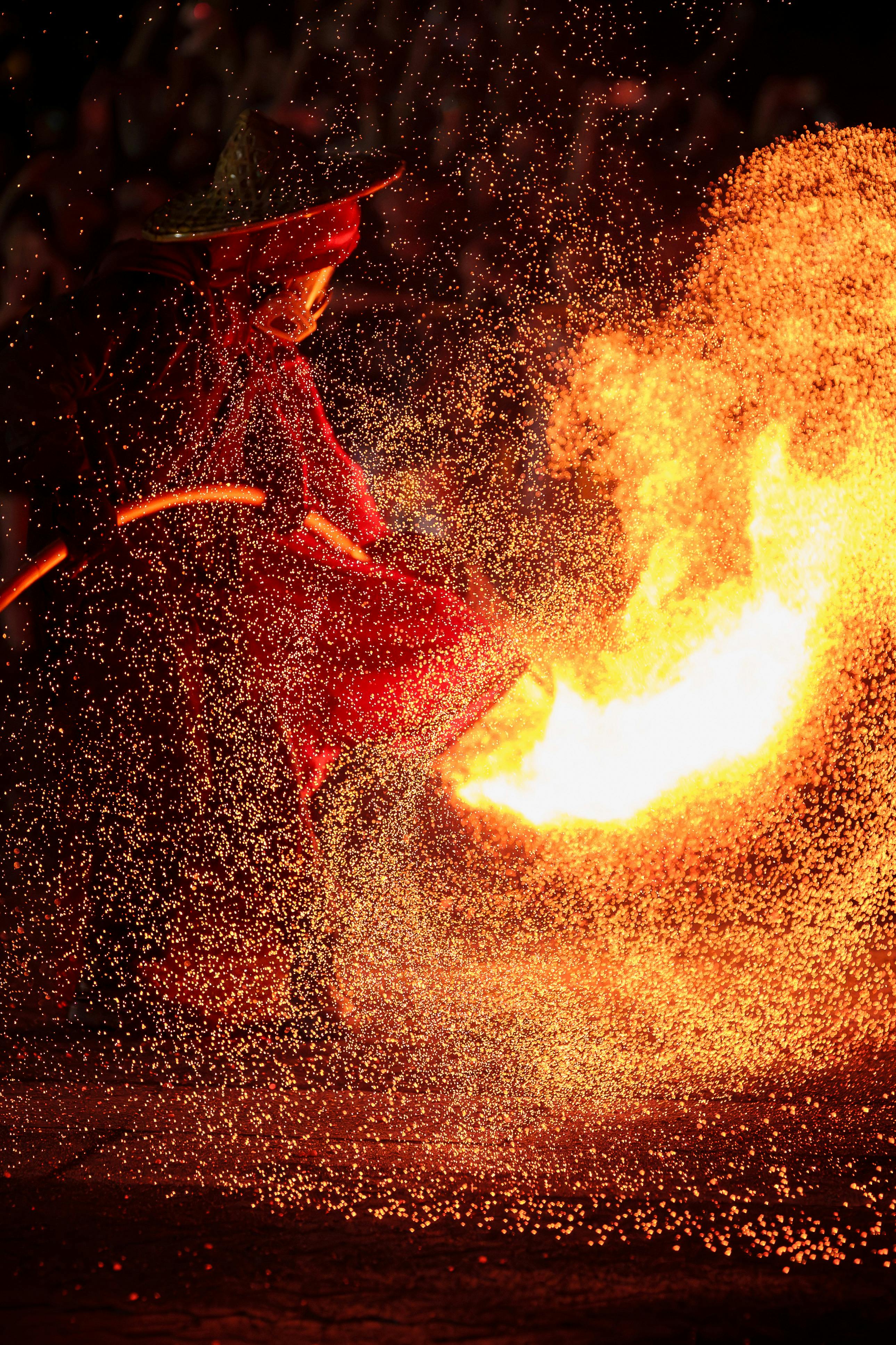 Fire Performance at Night · Free Stock Photo