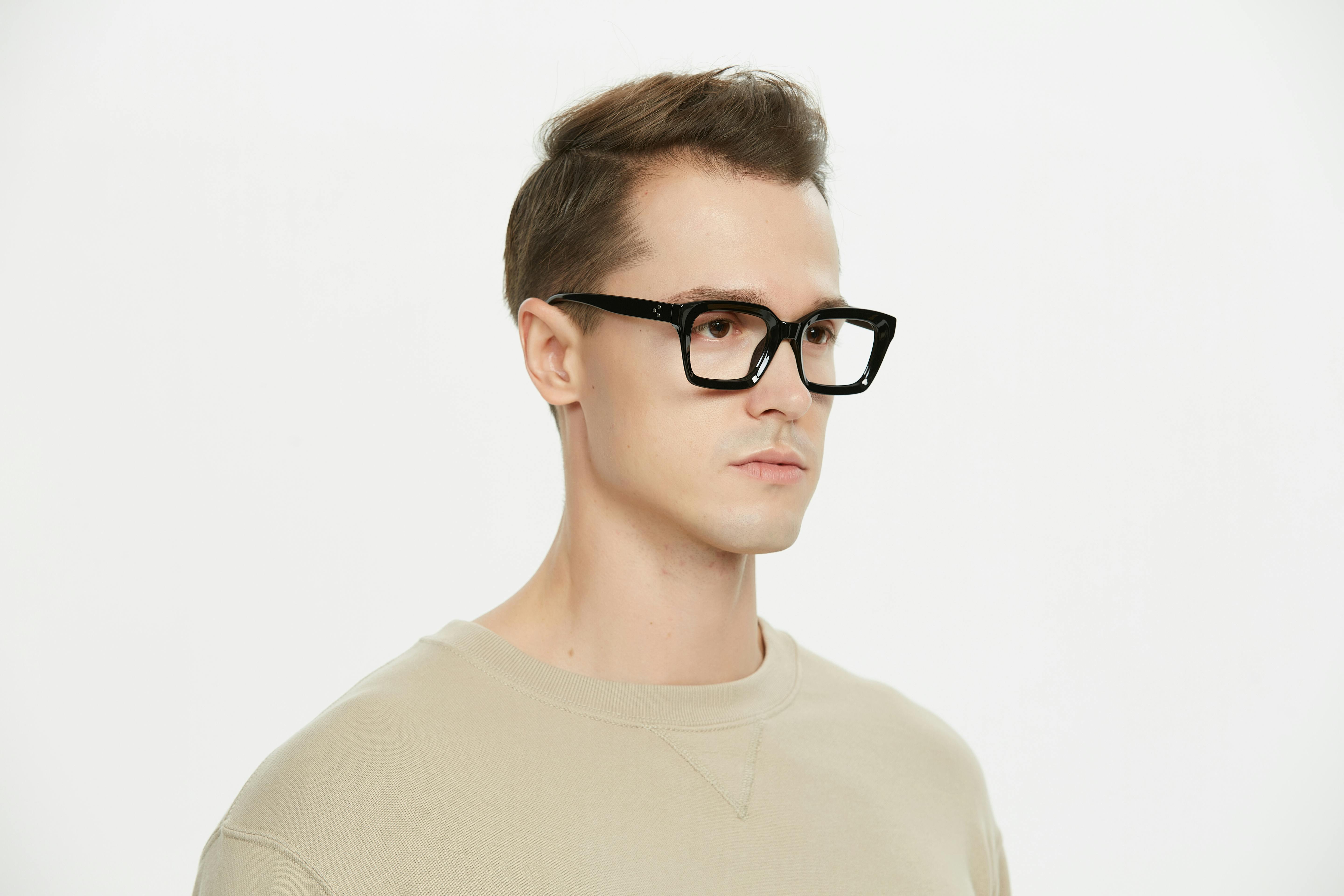 Stylish Intellectuality: The Allure of Black-Framed Glasses · Free ...