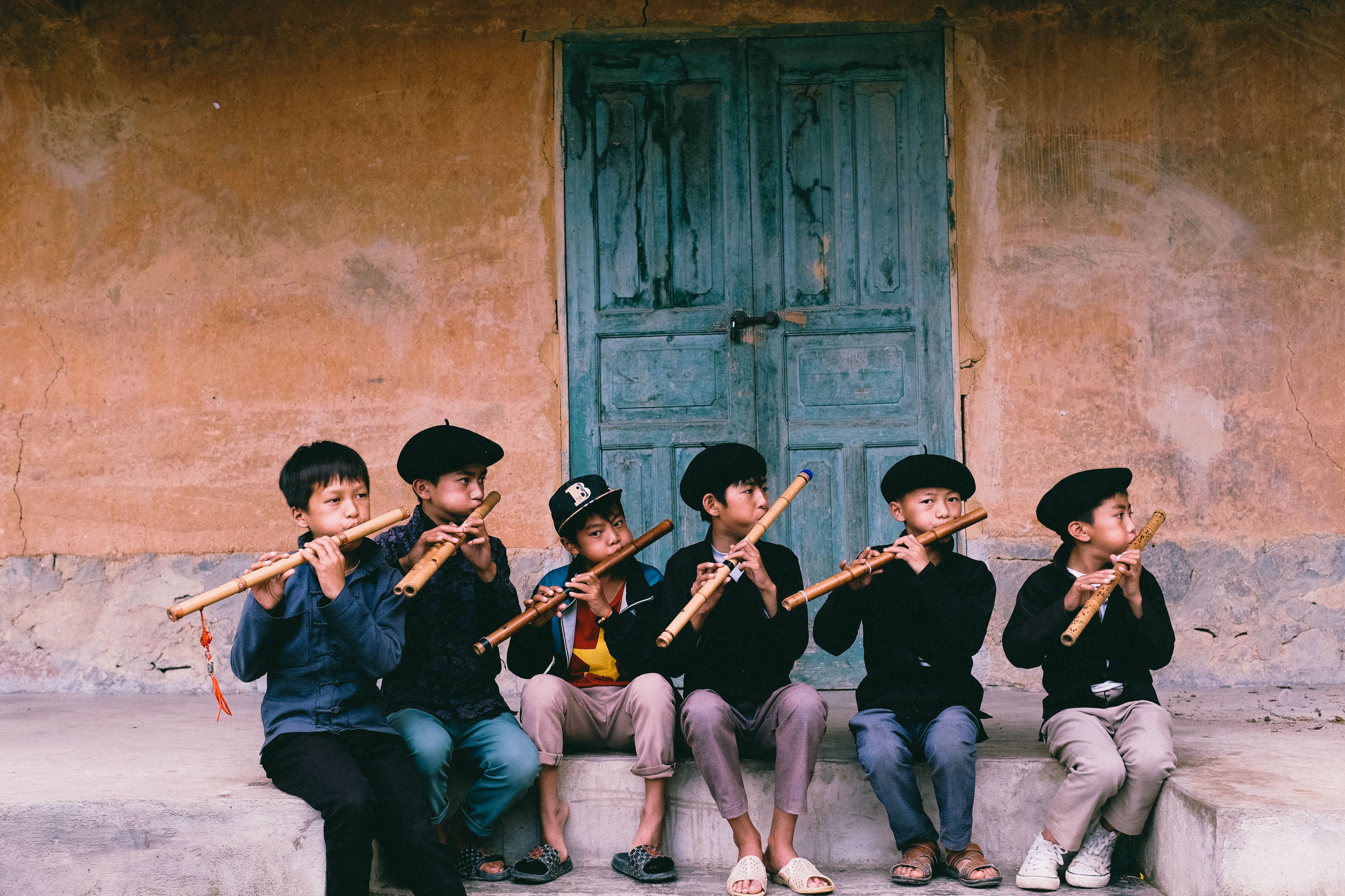 Boys Playing Flutes · Free Stock Photo