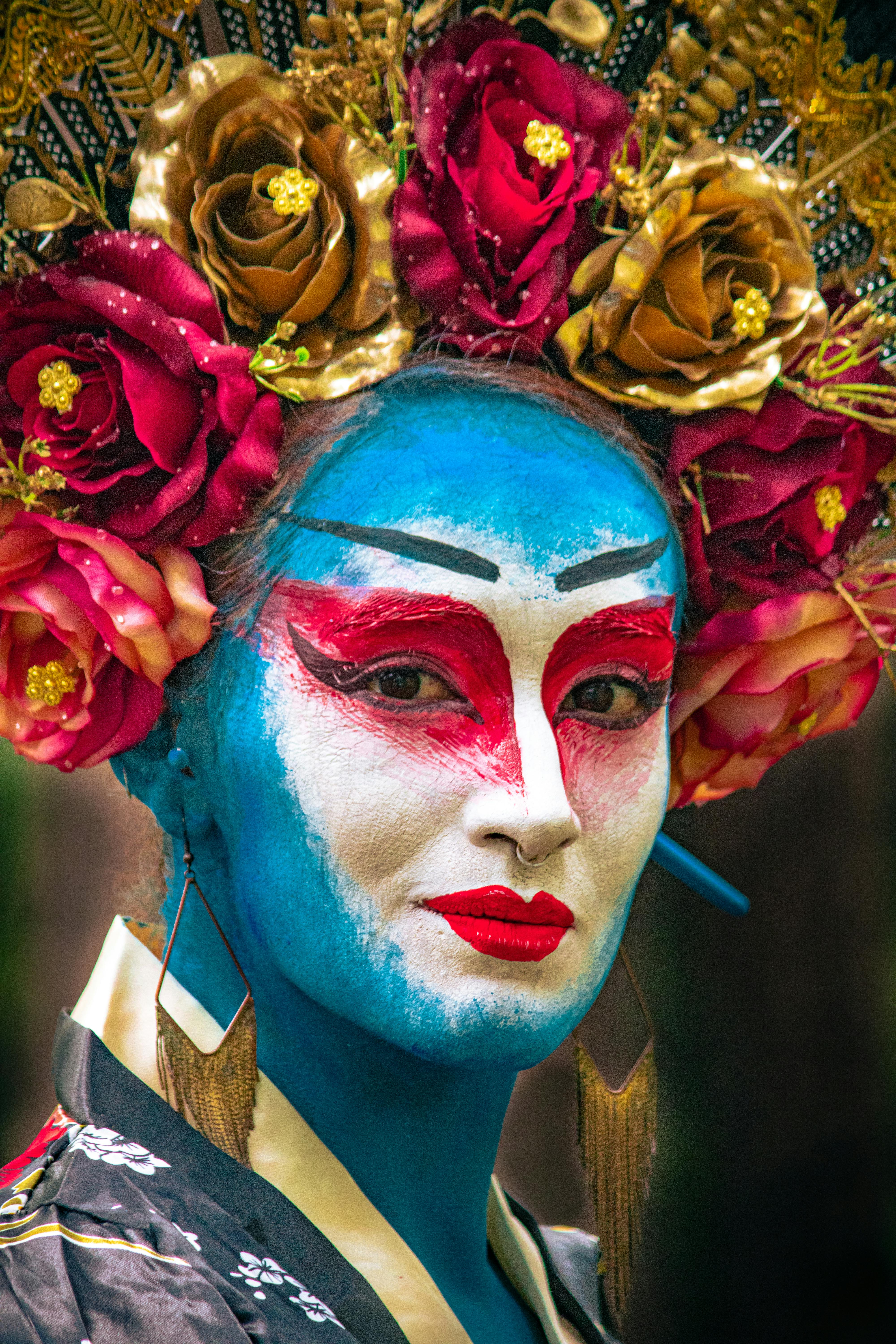 Person Wearing White and Orange Volto Mask · Free Stock Photo