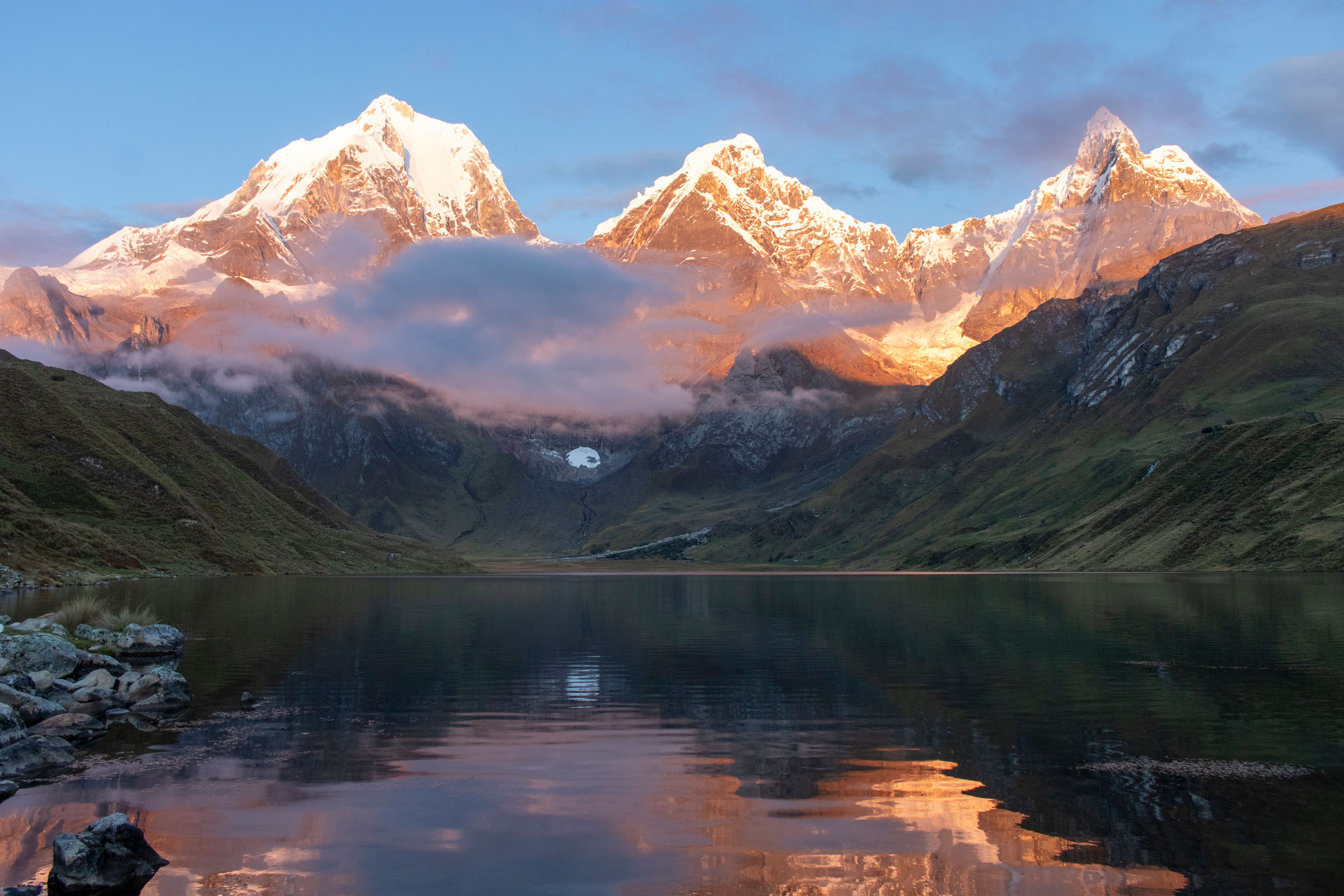 Foto profissional gratuita de água, alpenglow, alpes, alvorecer, andes ...