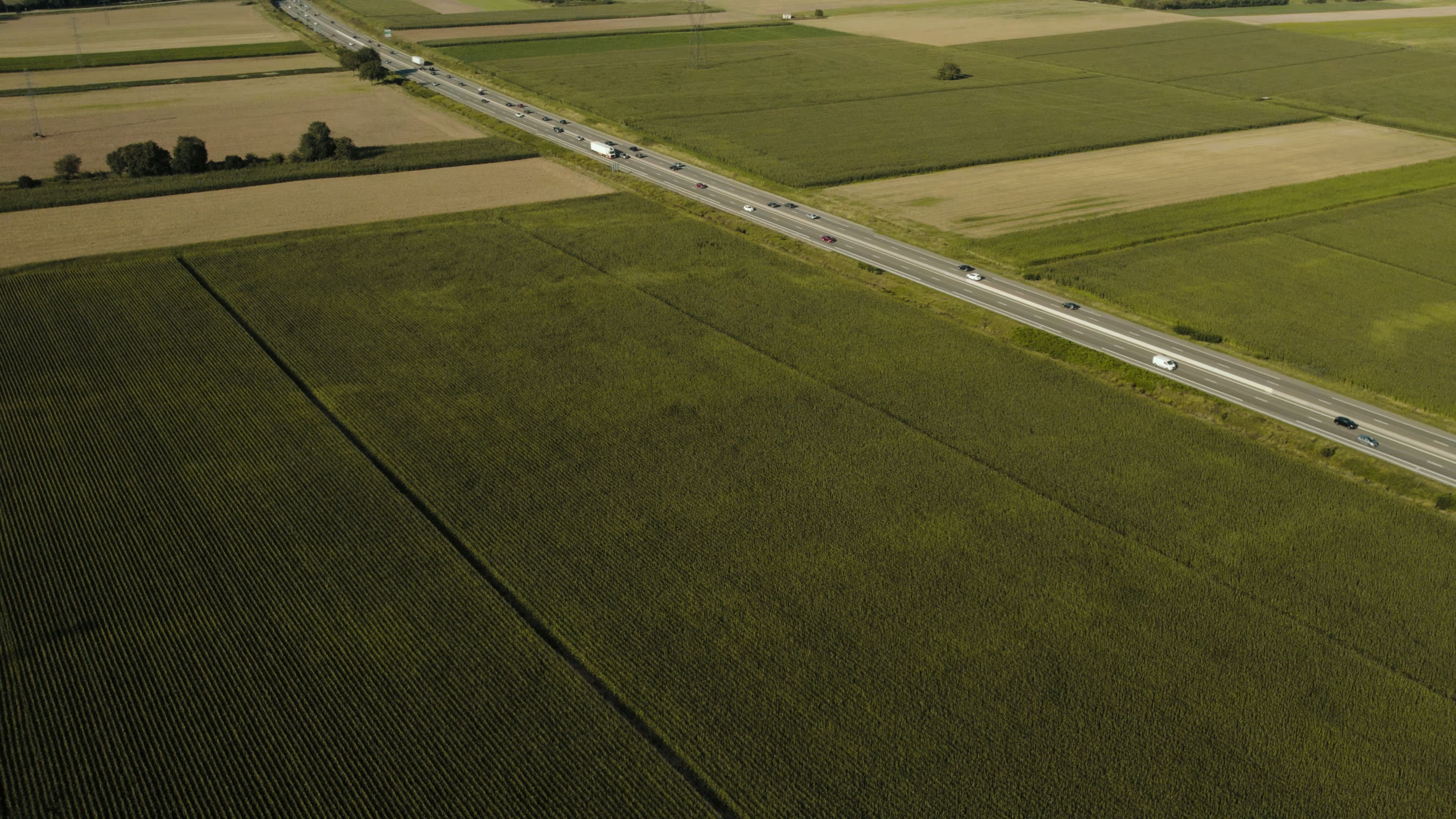 Aerial view of a highway and a field · Free Stock Photo