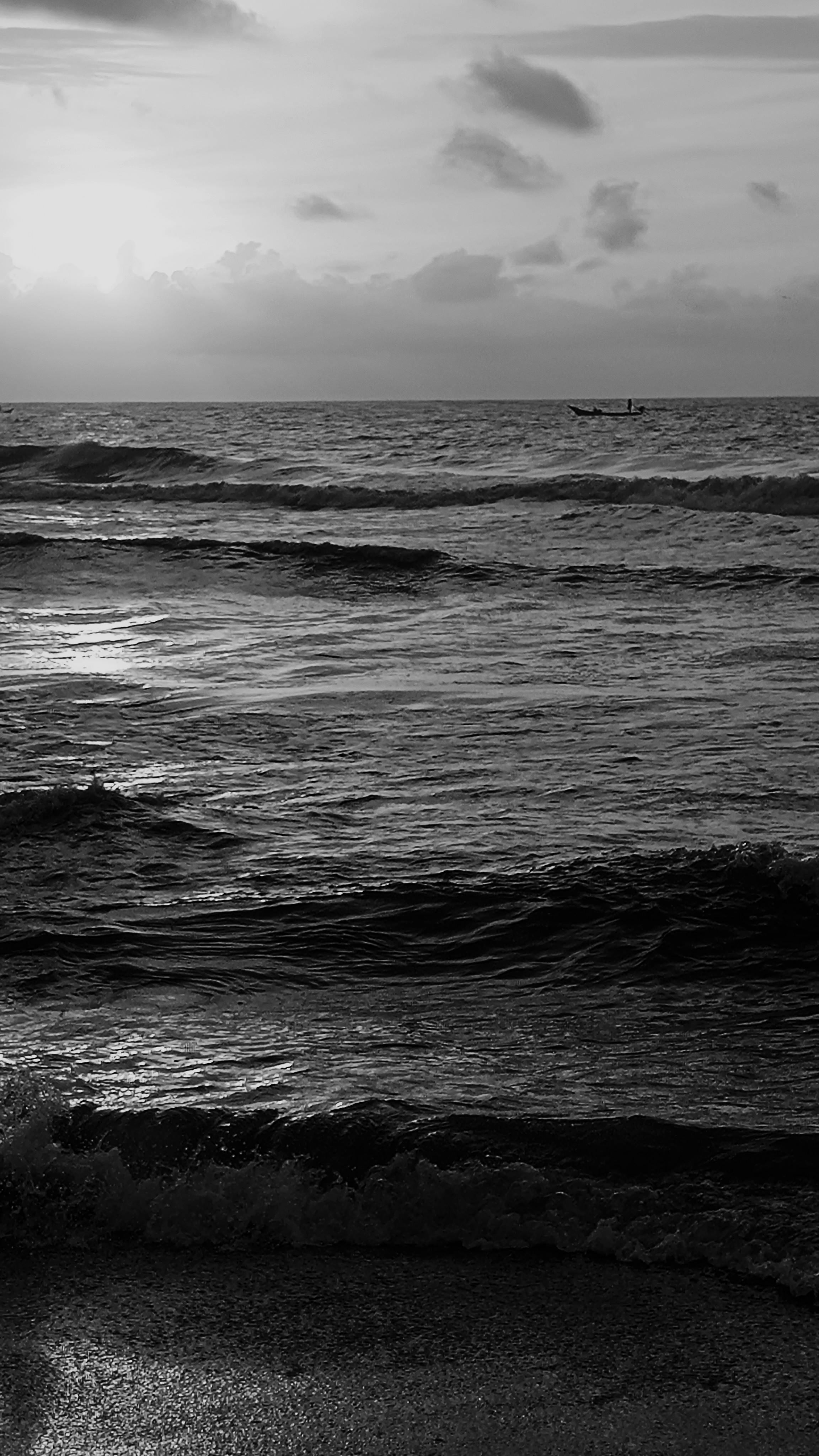 Grayscale Photo of Ocean · Free Stock Photo