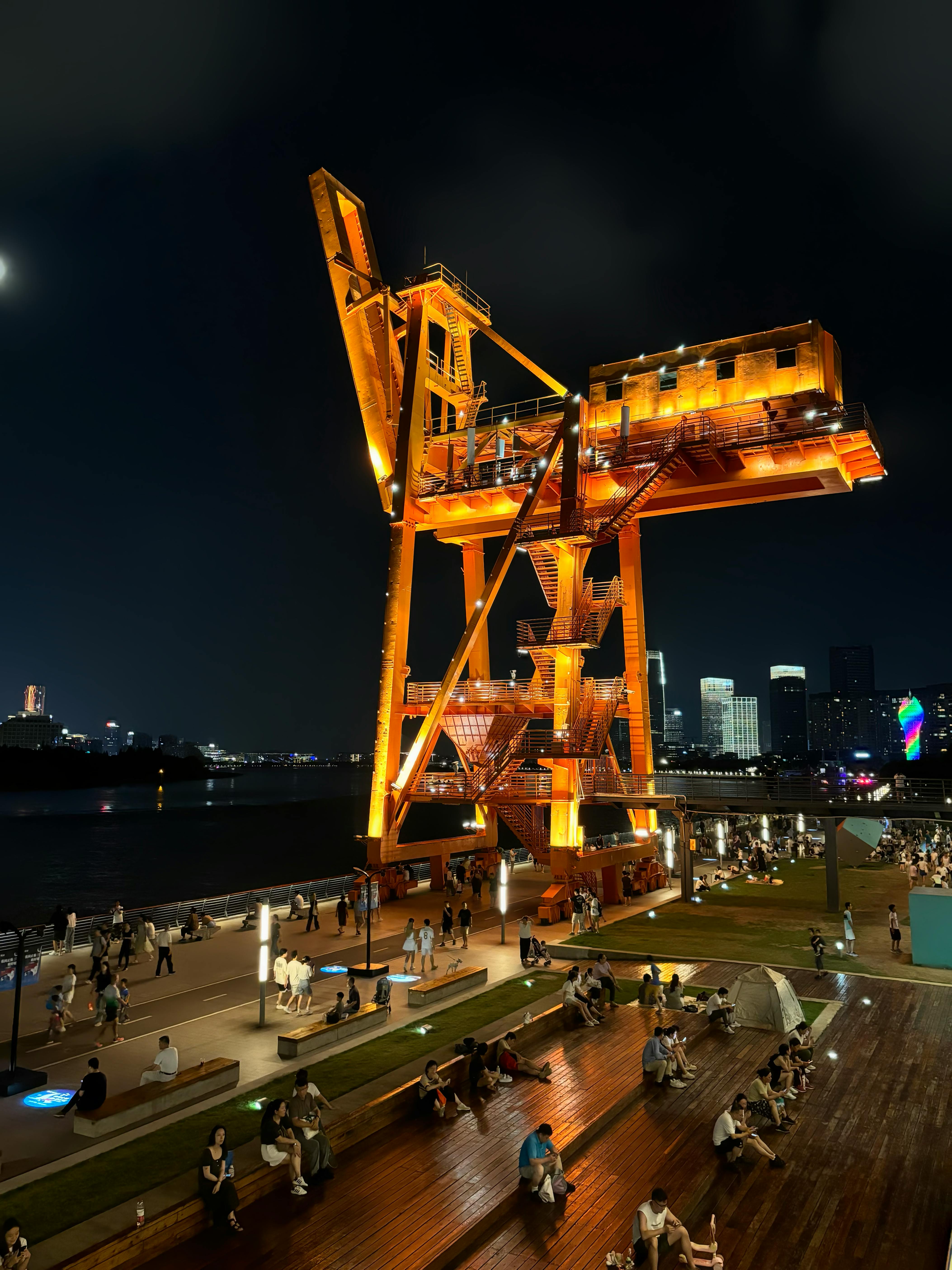 Loading Crane turns into evening playground · Free Stock Photo