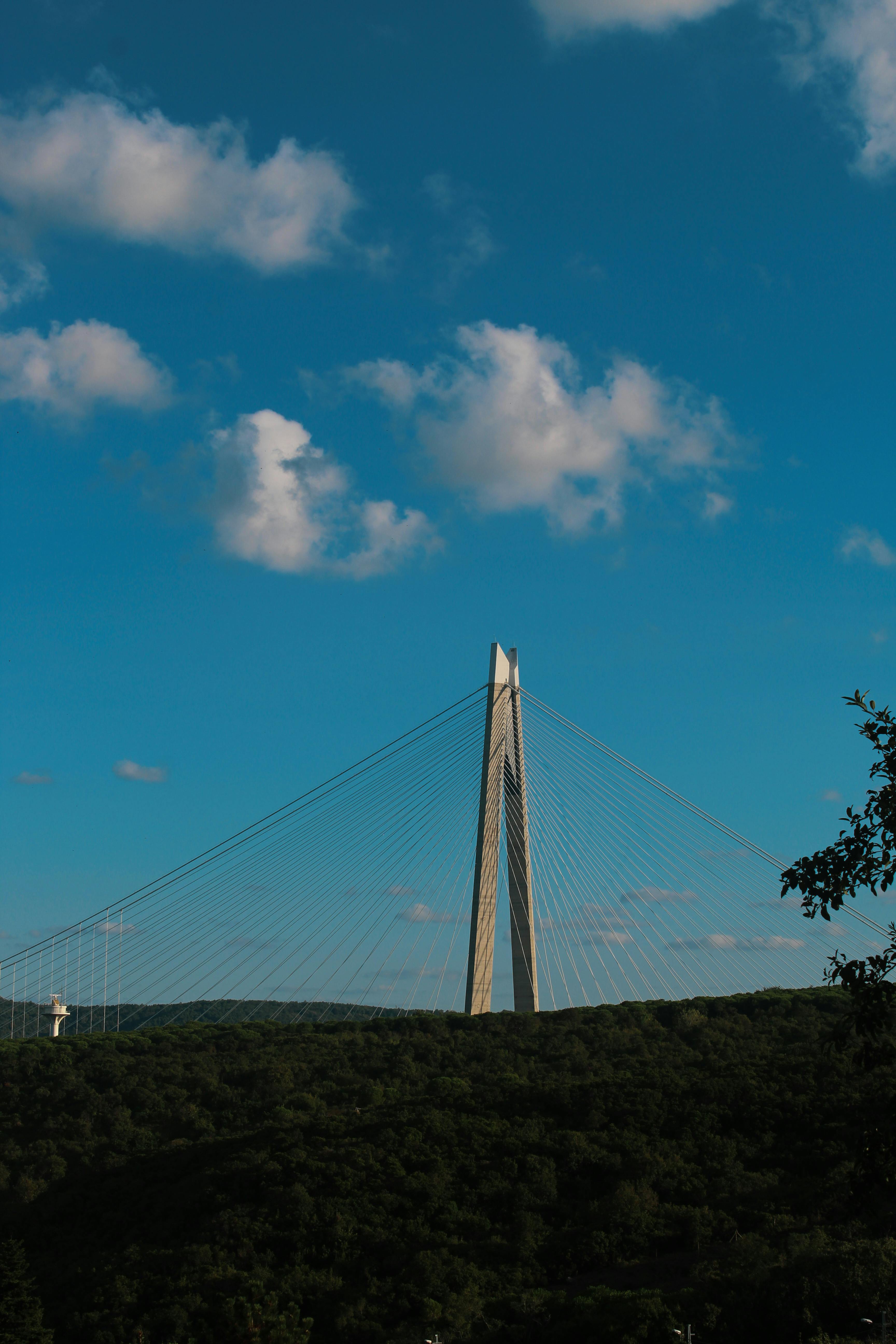A large bridge with a blue sky and clouds · Free Stock Photo
