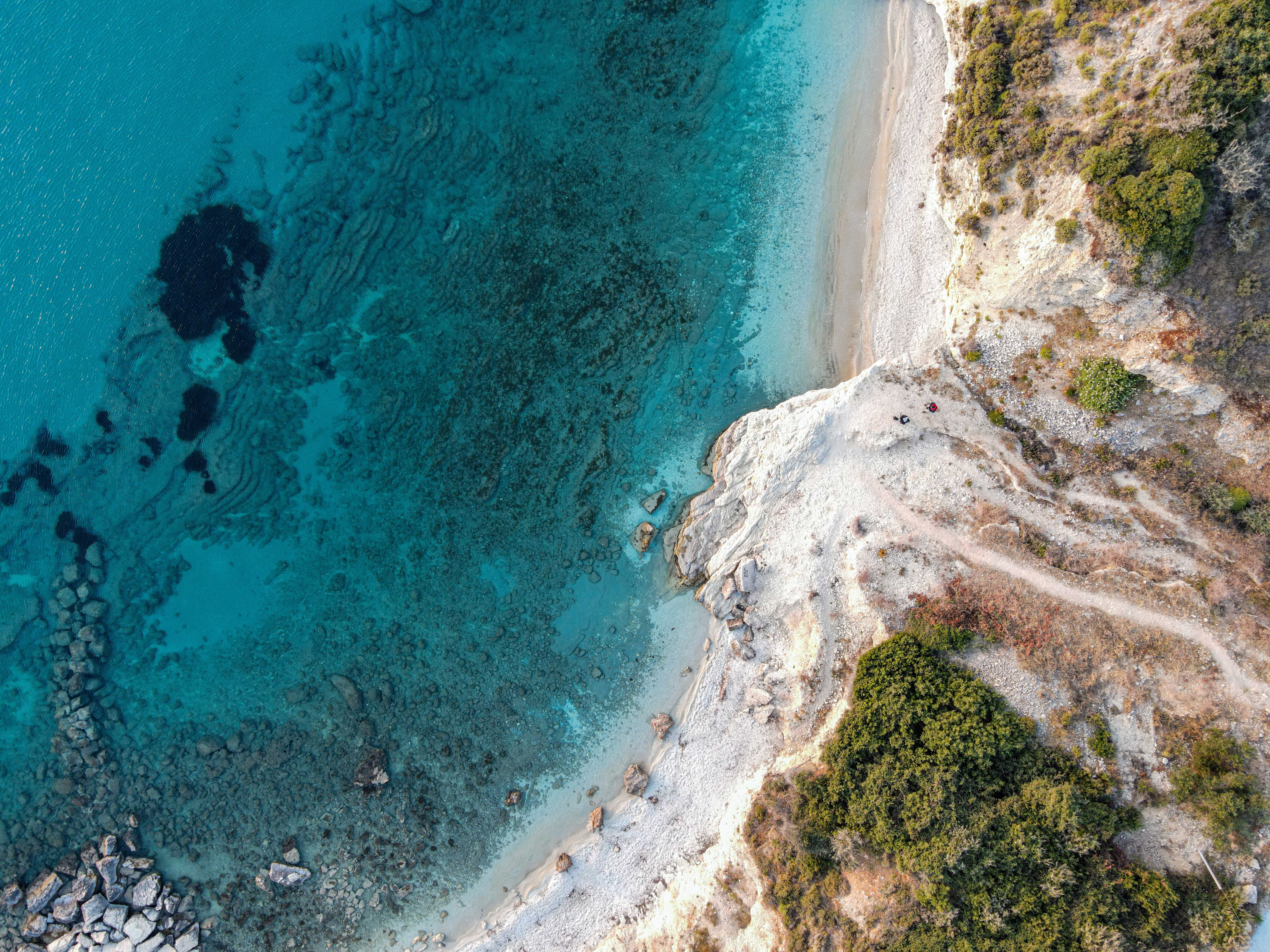 Aerial view of a beach and a cliff · Free Stock Photo