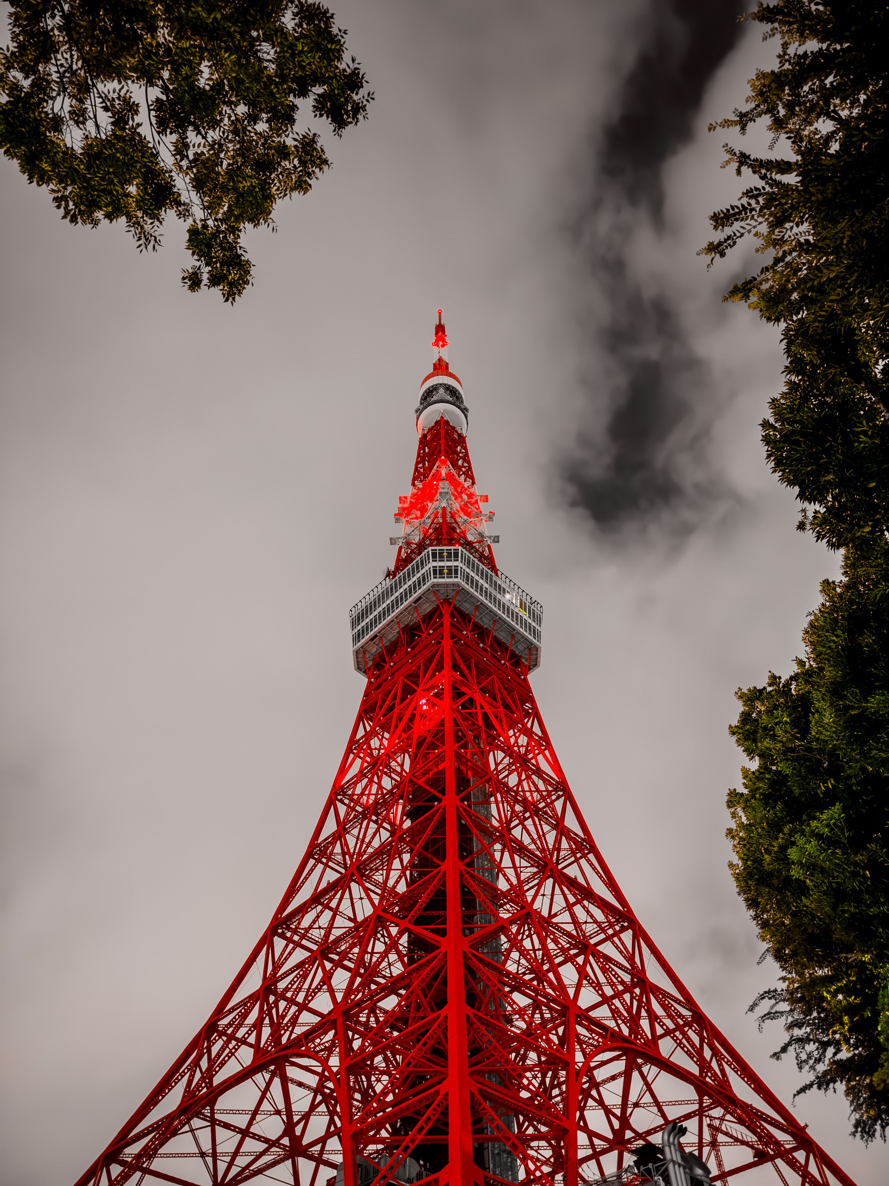 The tokyo tower is lit up in red · Free Stock Photo