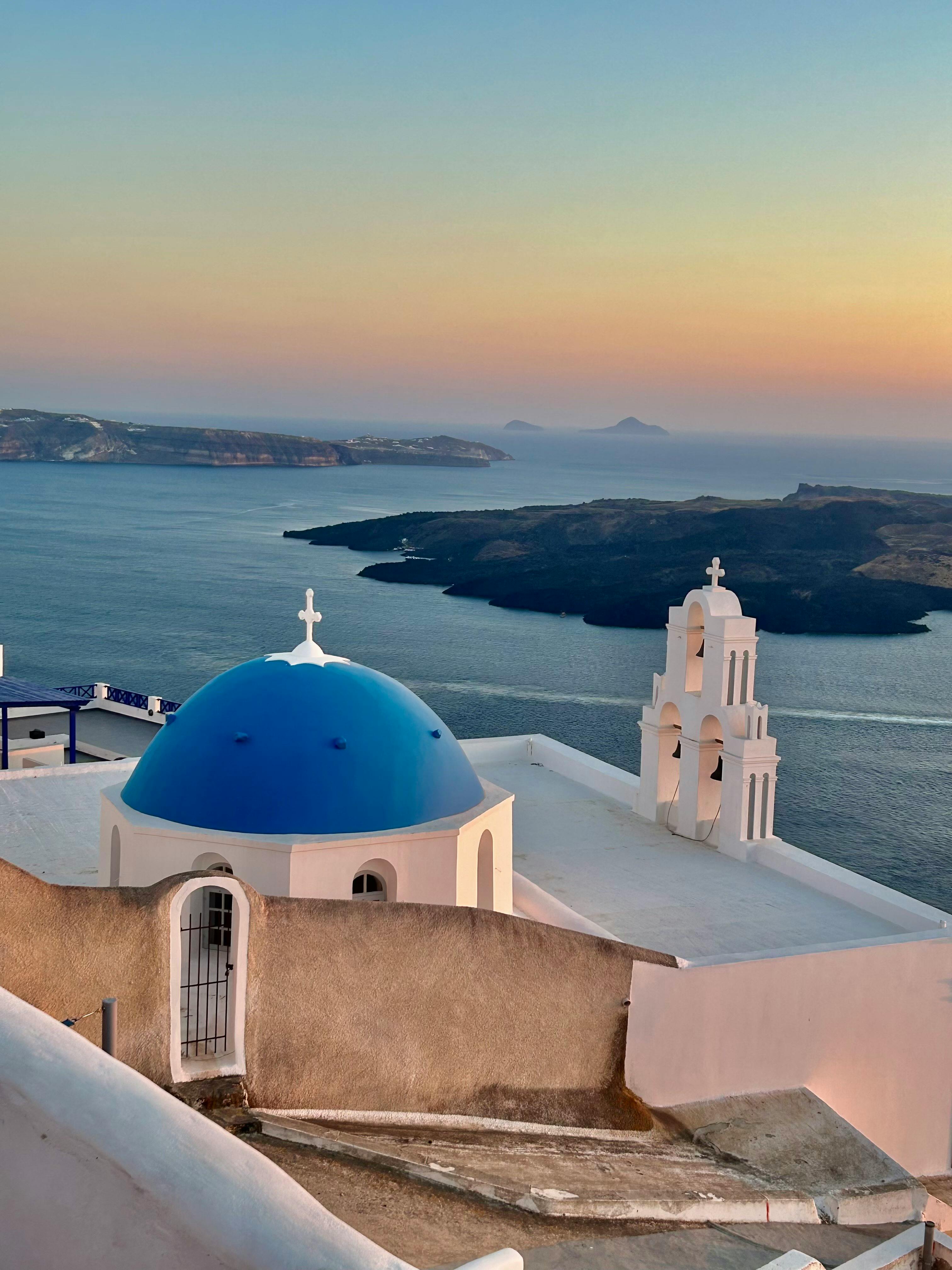 Santorini’s Iconic Blue Domes And Caldera Views Photos, Download The ...