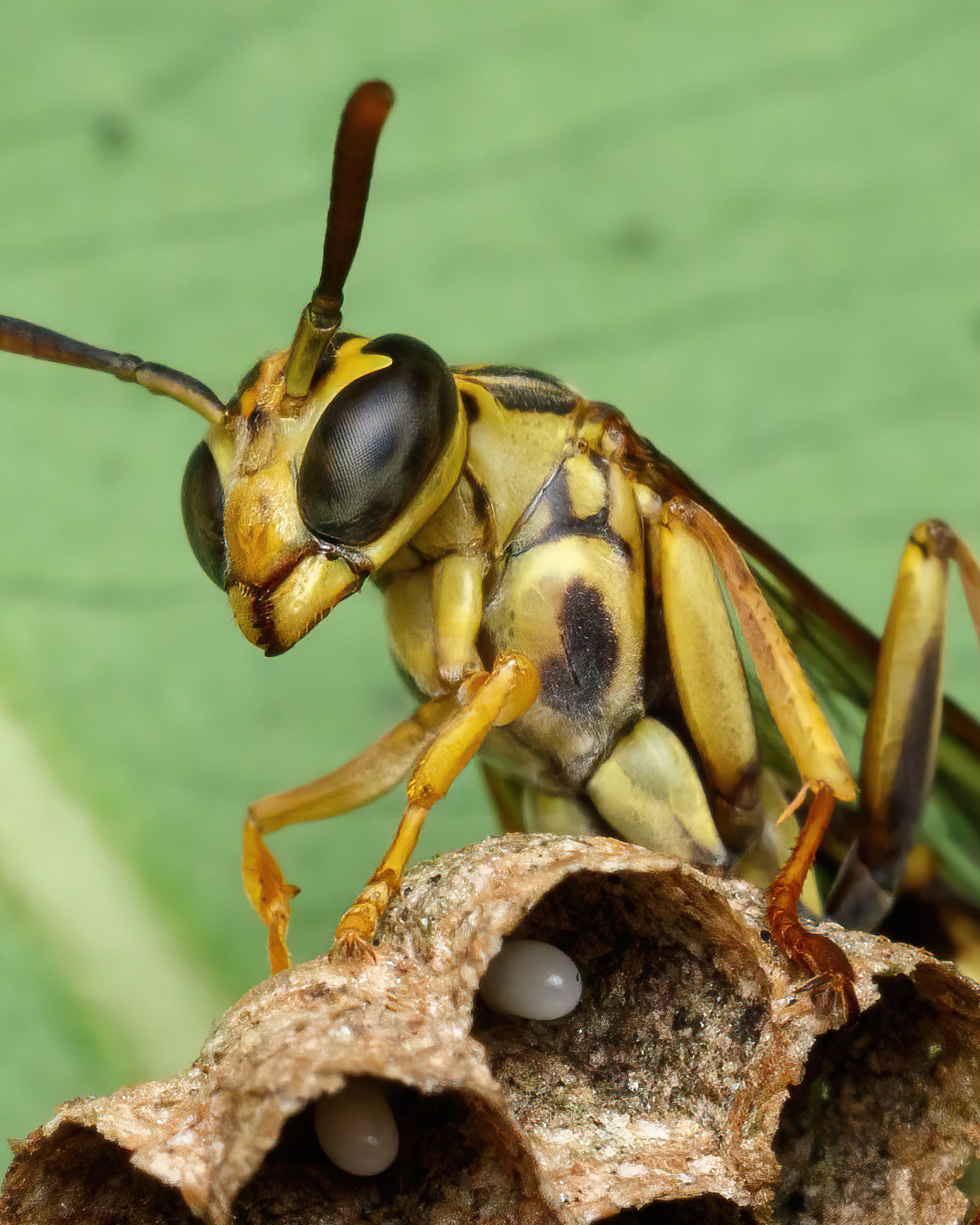 Close-up of a Yellowjacket Wasp on a Nest with Eggs · Free Stock Photo
