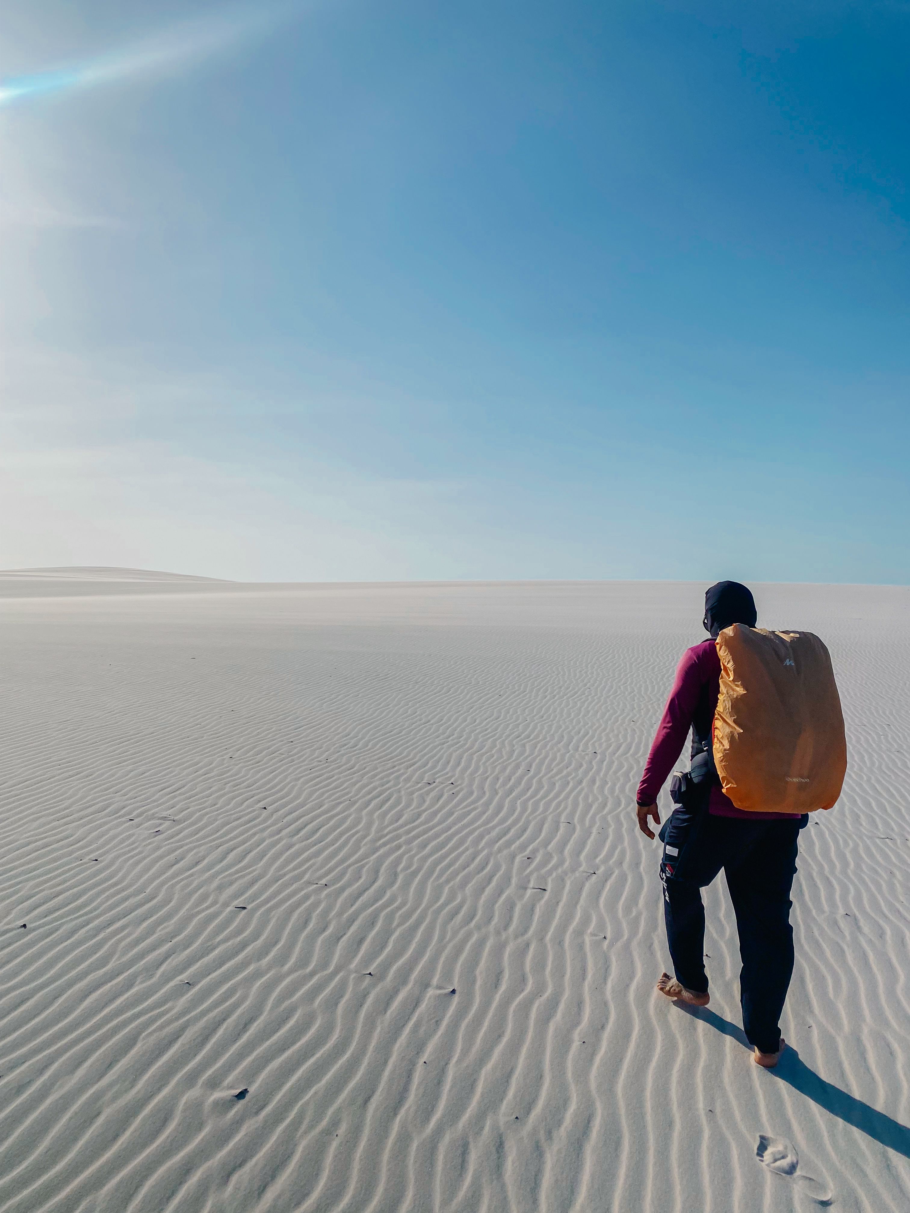 High Angle Shot Of A Person Walking Alone In The Desert · Free Stock Photo