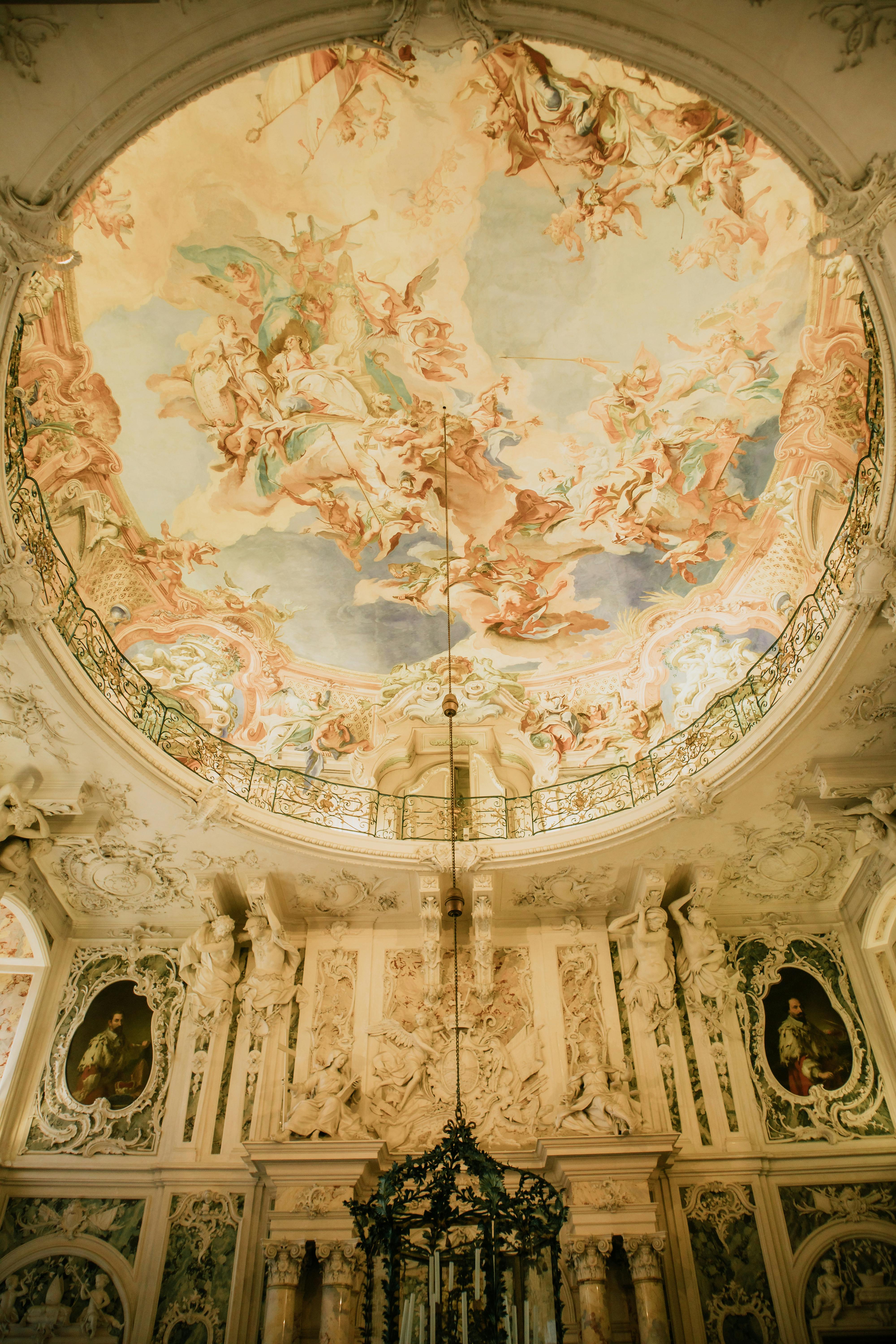 A ceiling painted with a painting of angels · Free Stock Photo