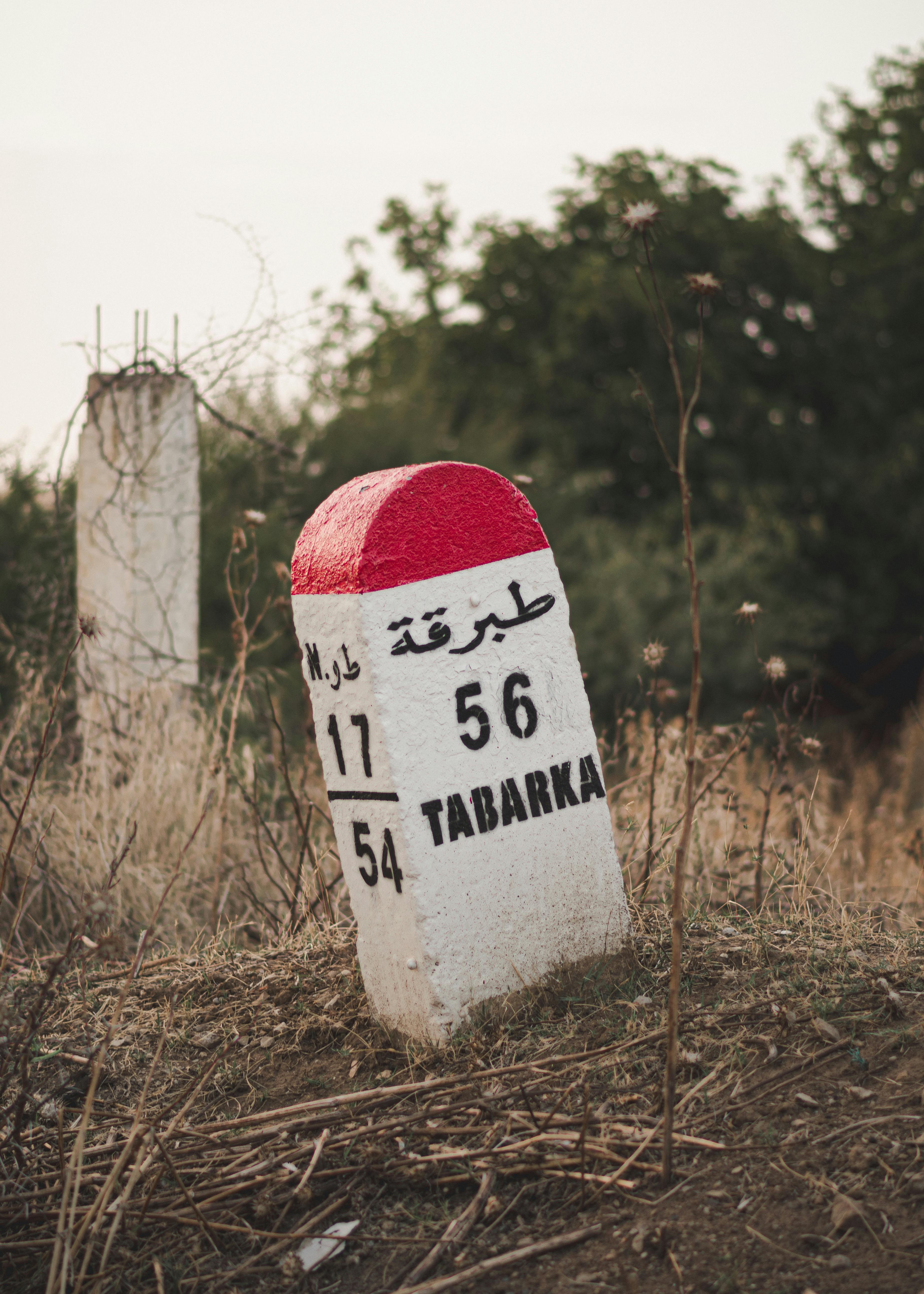 Kilometer marker Tabarka · Free Stock Photo