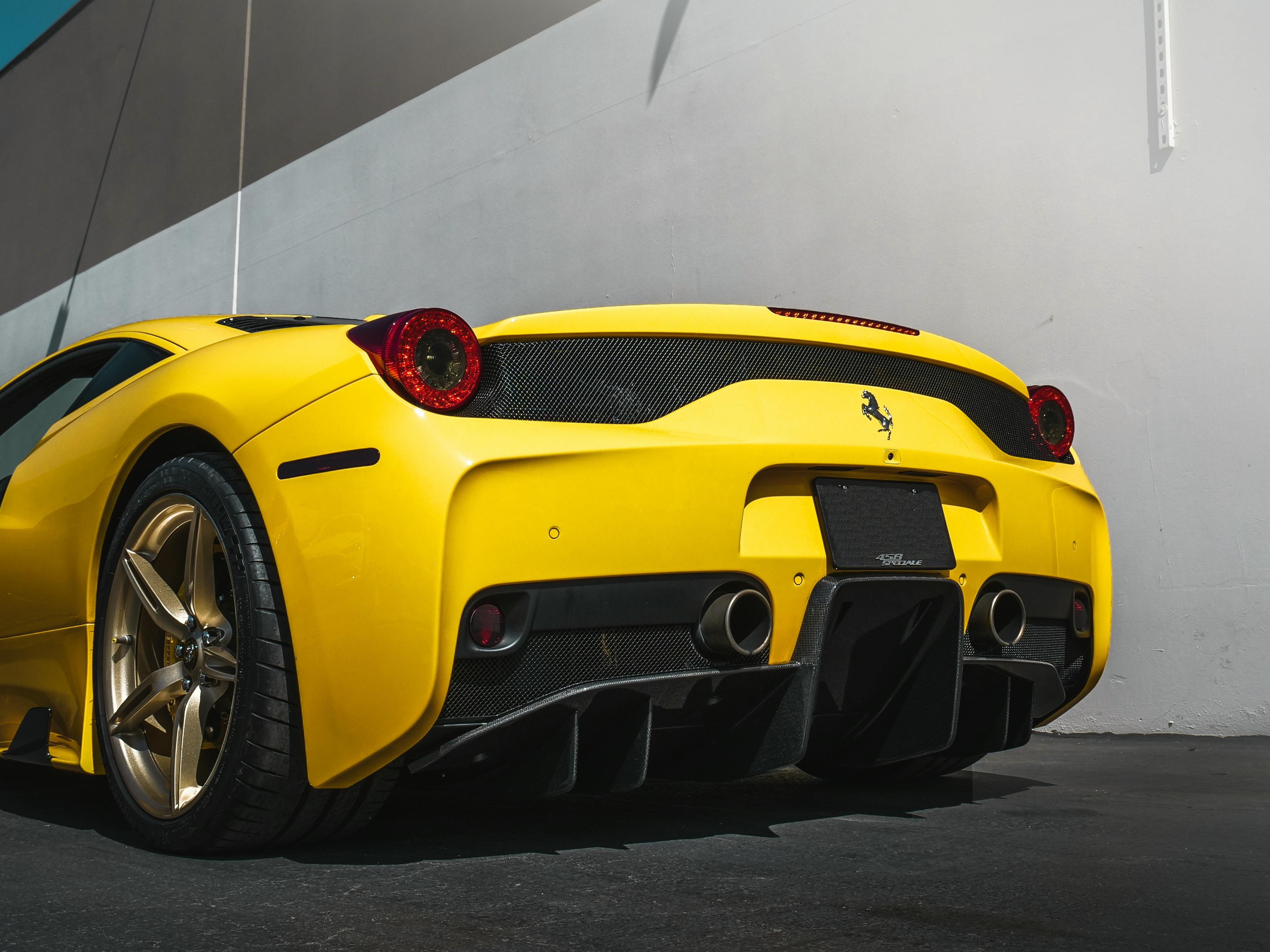 Rear of a Yellow Ferrari 458 Speciale · Free Stock Photo