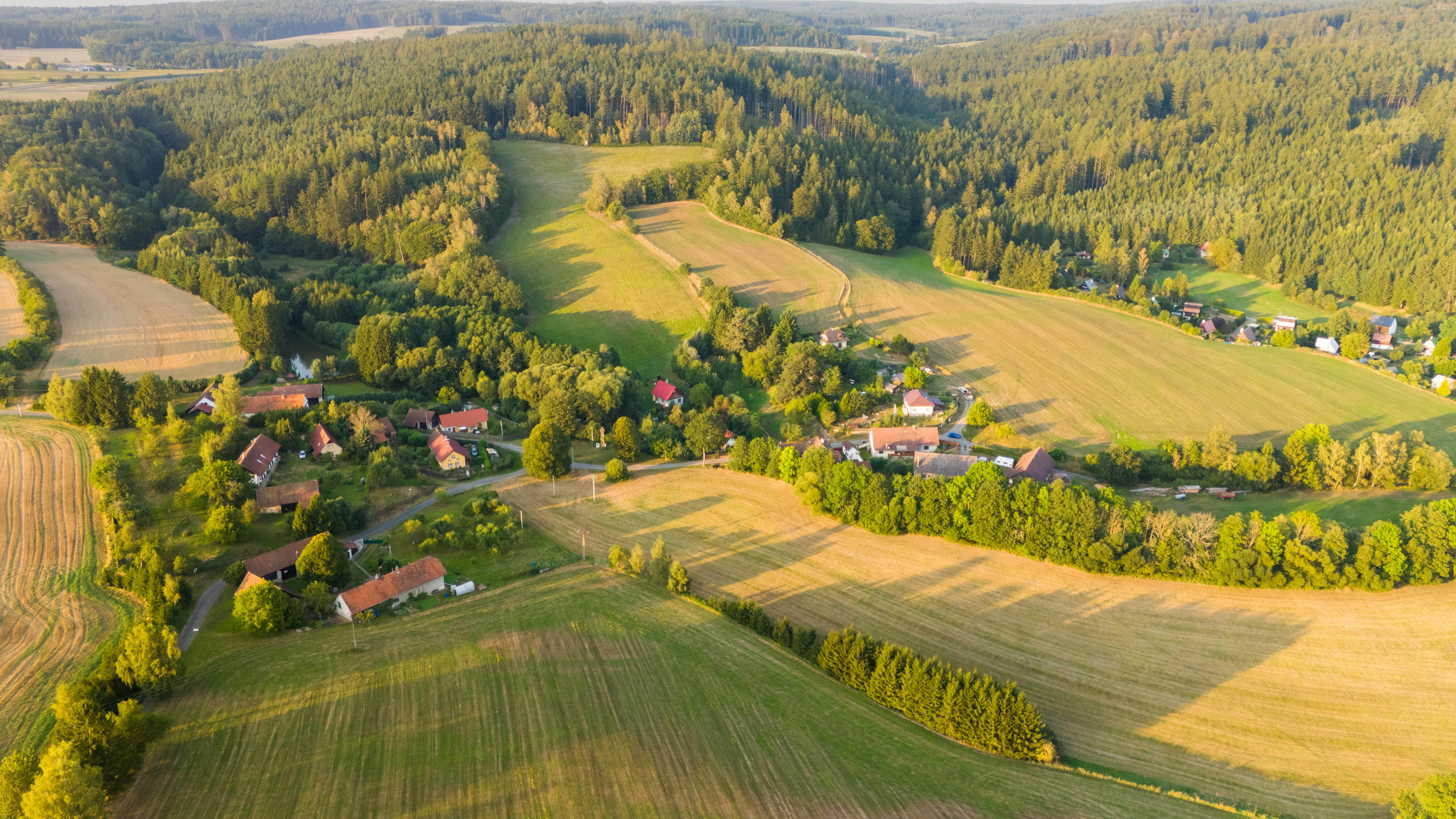 Aerial view of a rural village in the countryside · Free Stock Photo