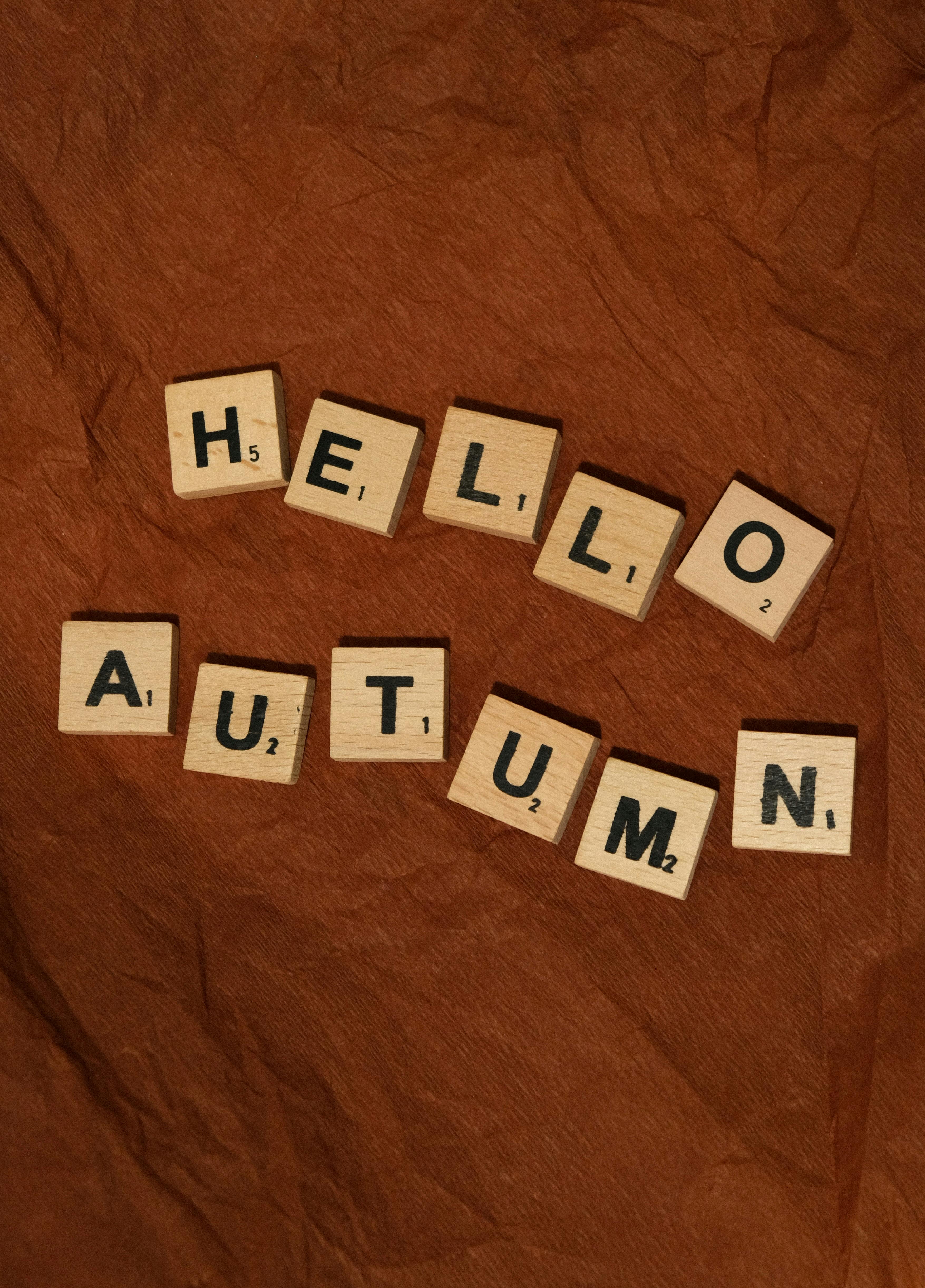 Hello autumn with scrabble tiles · Free Stock Photo