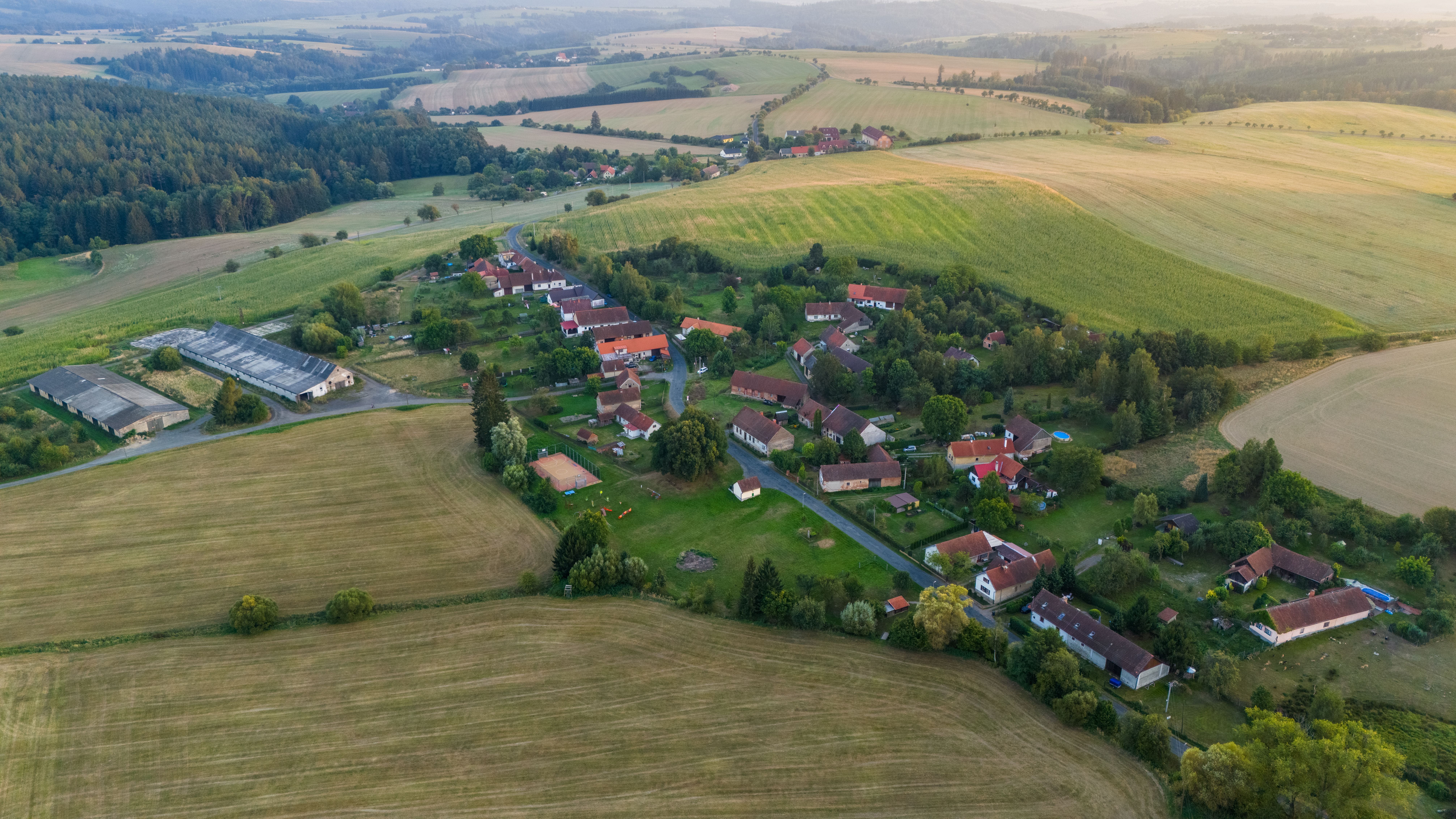 Aerial view of a village in the countryside · Free Stock Photo
