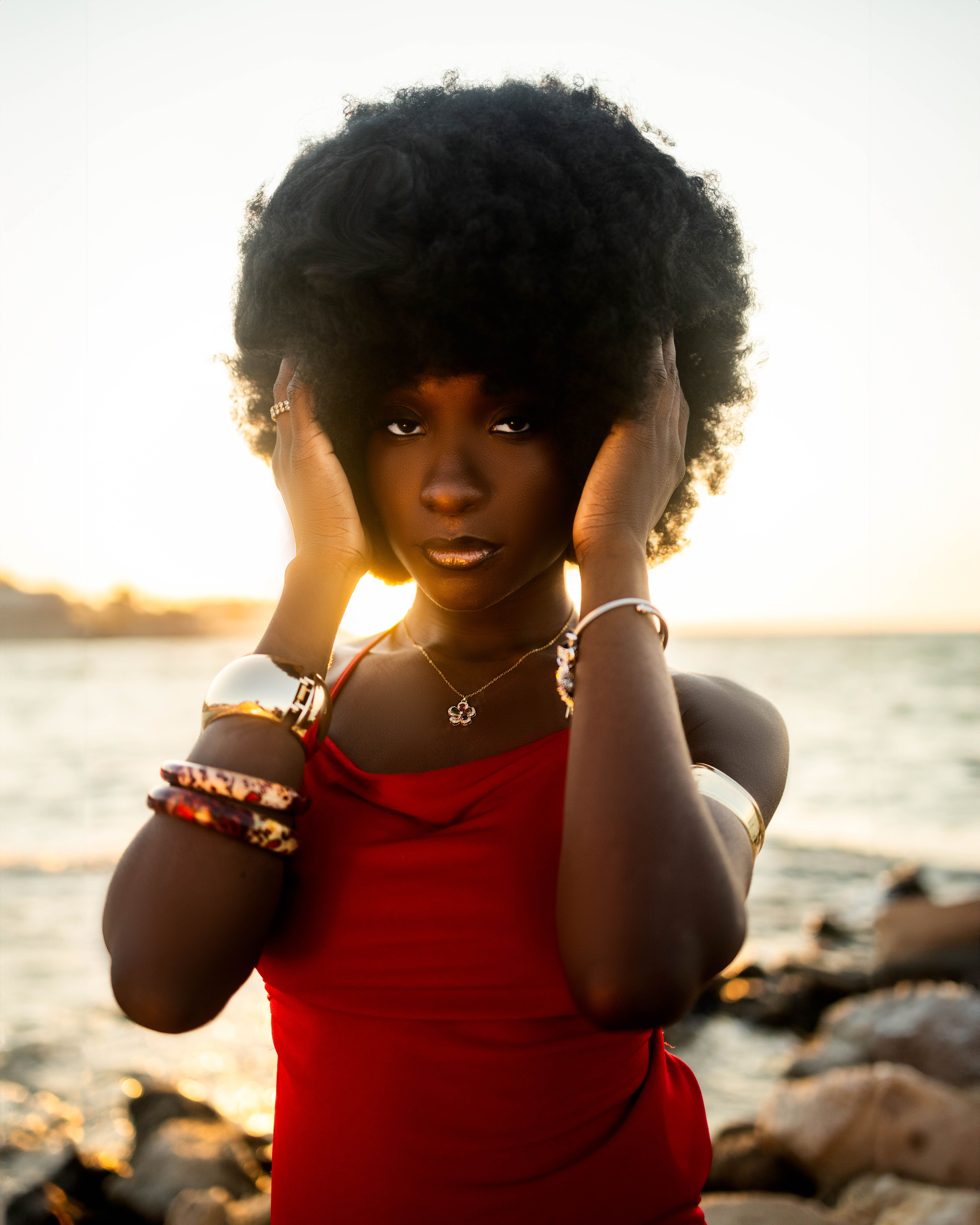 Afro Lady In a Red Dress · Free Stock Photo