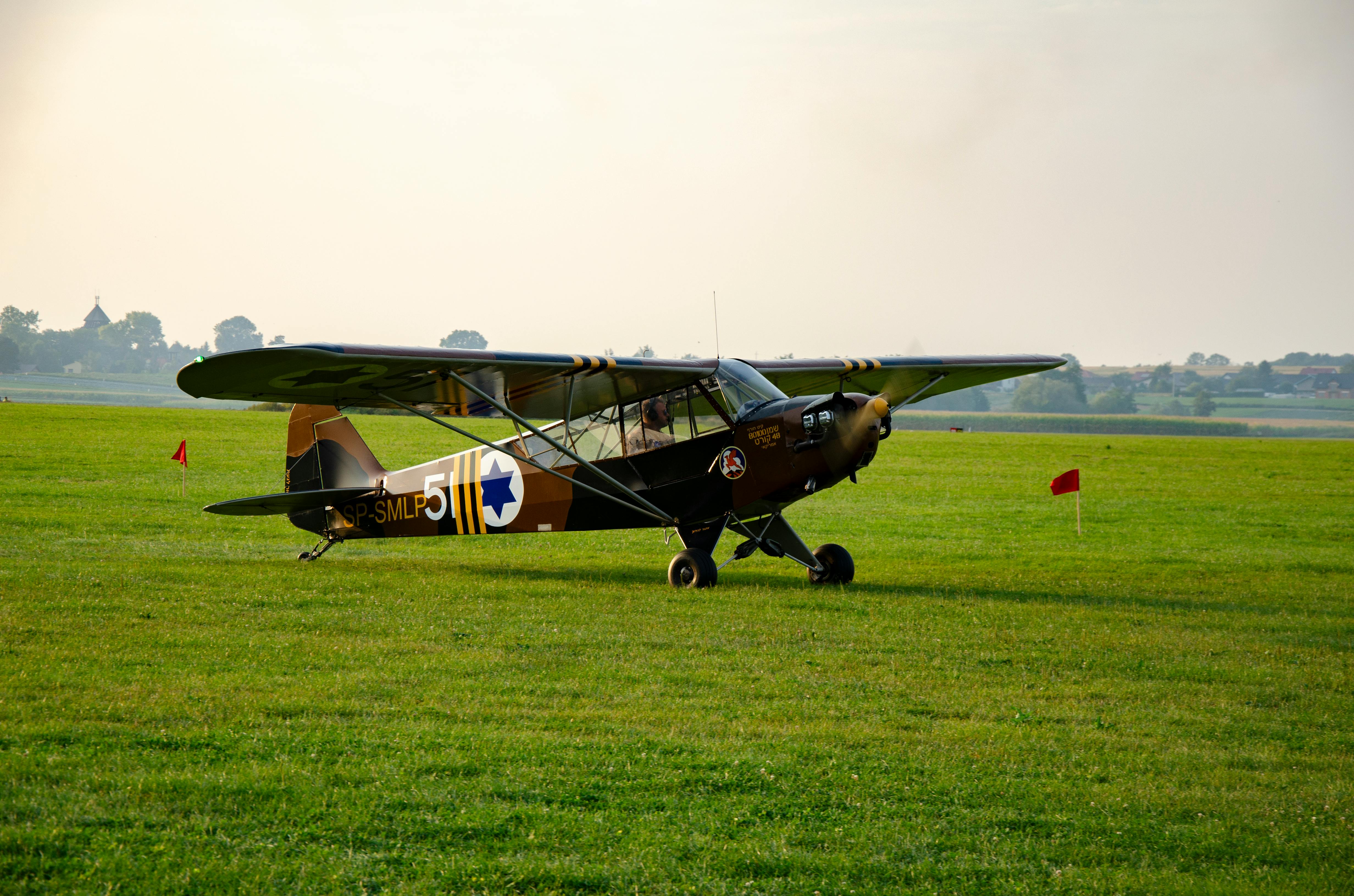 Piper J-4 Cub Coupe High-Wing Aircraft in Israel Air Force Livery on a ...