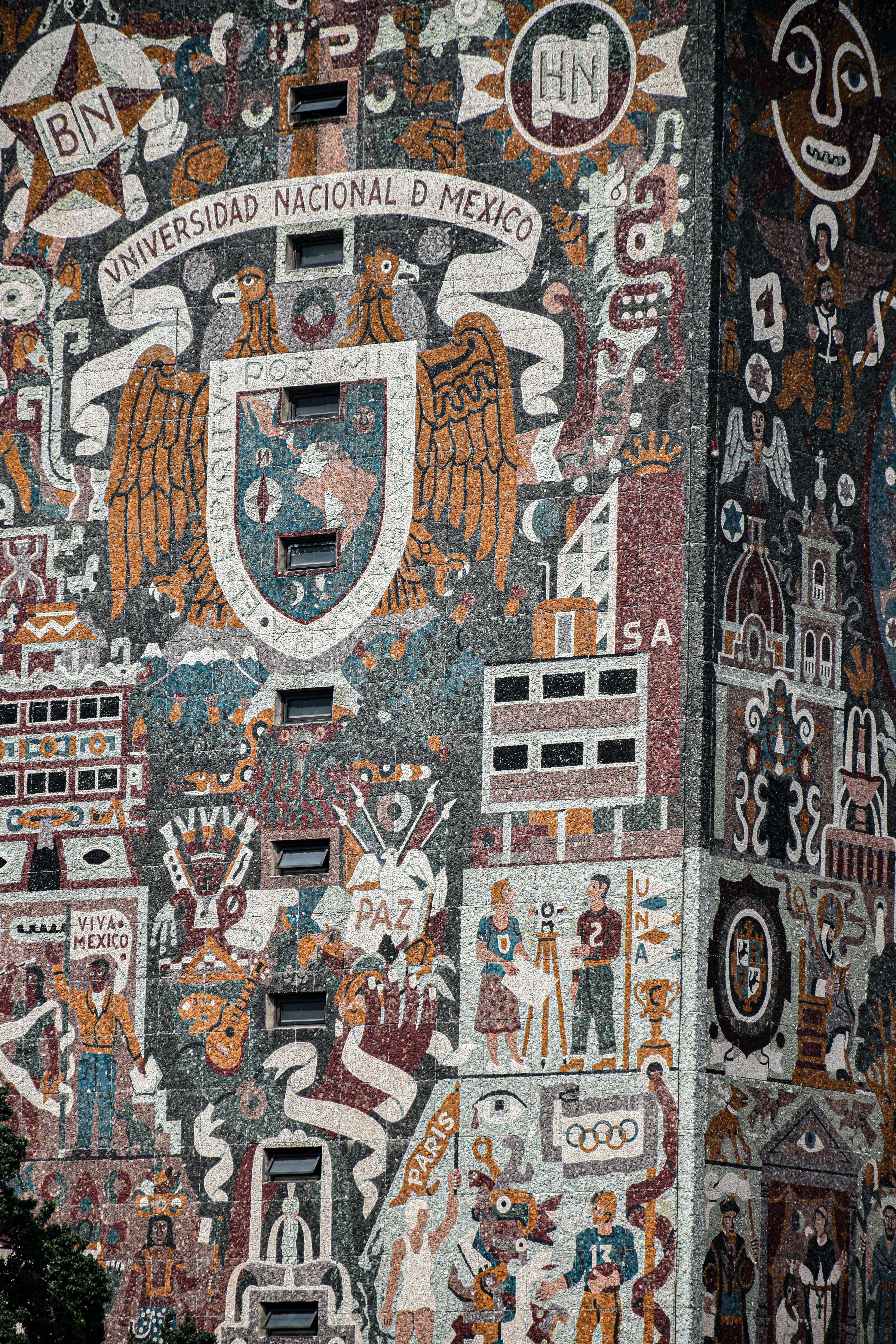 Wall of the UNAM Central Library Building, University of Mexico, Mexico ...