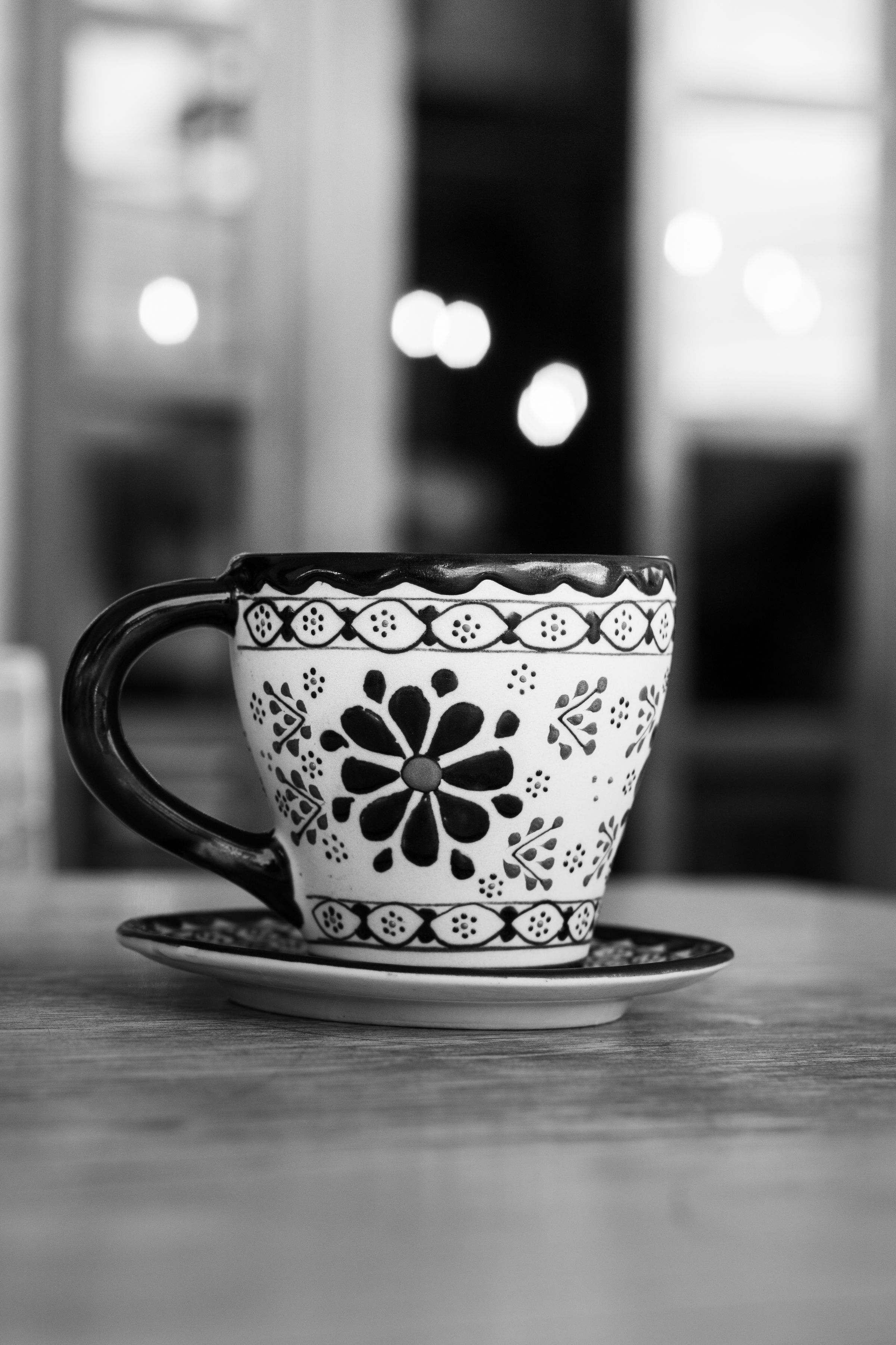 Coffee Cup with Pattern on Saucer · Free Stock Photo