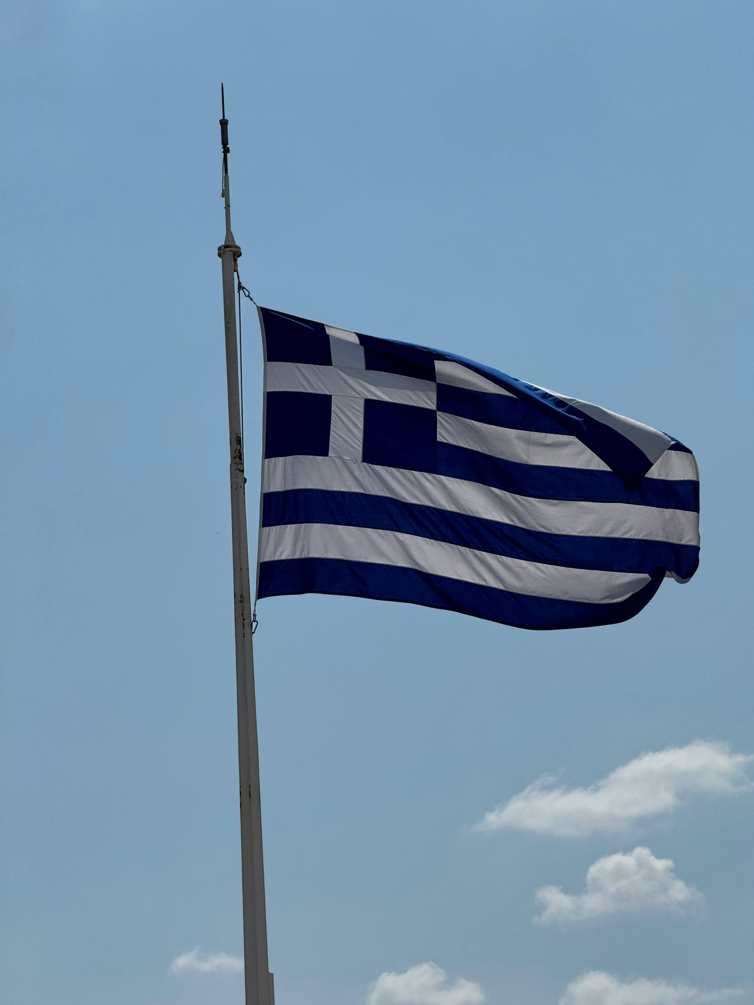 Greek Flag on Flagpole · Free Stock Photo