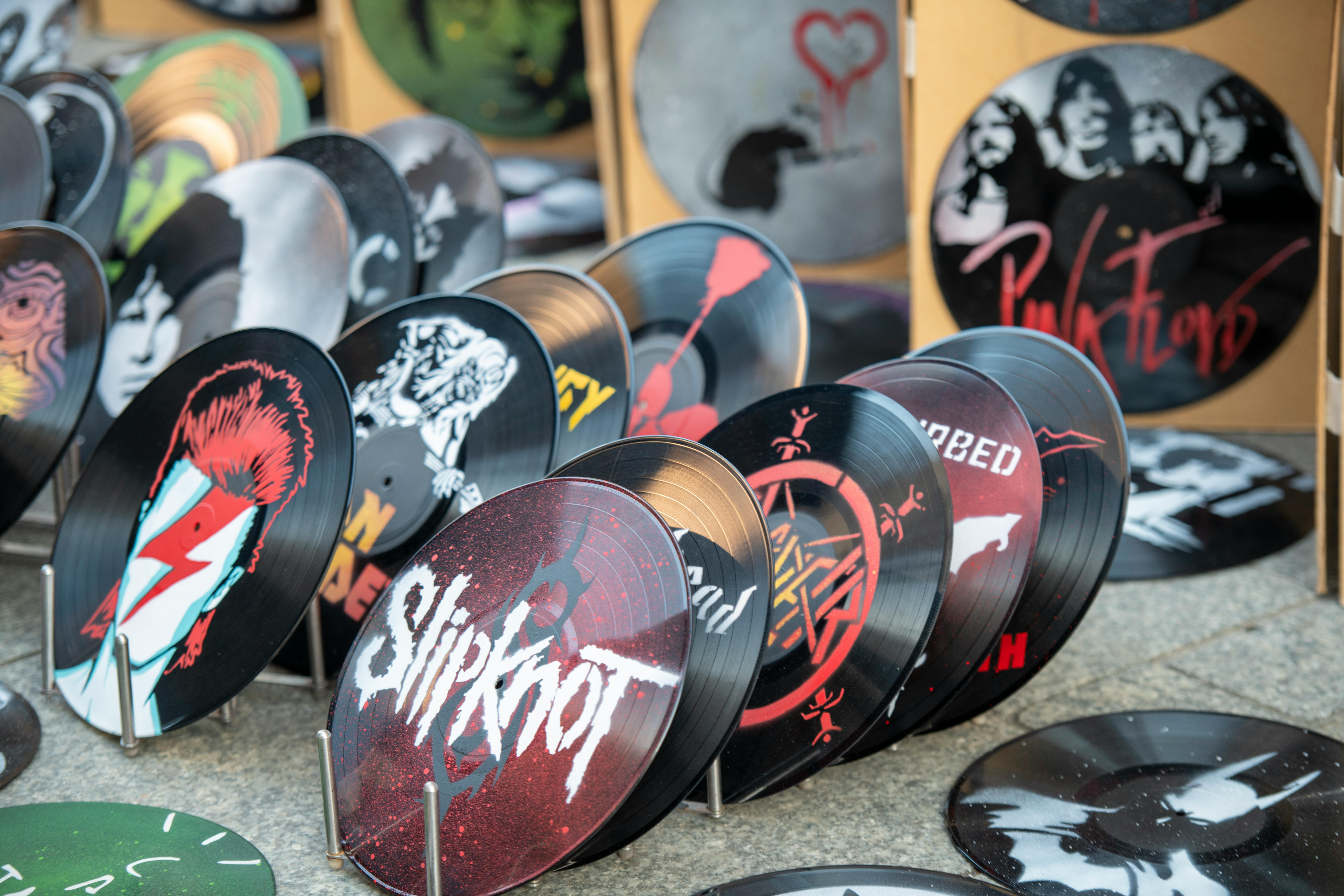 Retro Vinyl Records on Display · Free Stock Photo