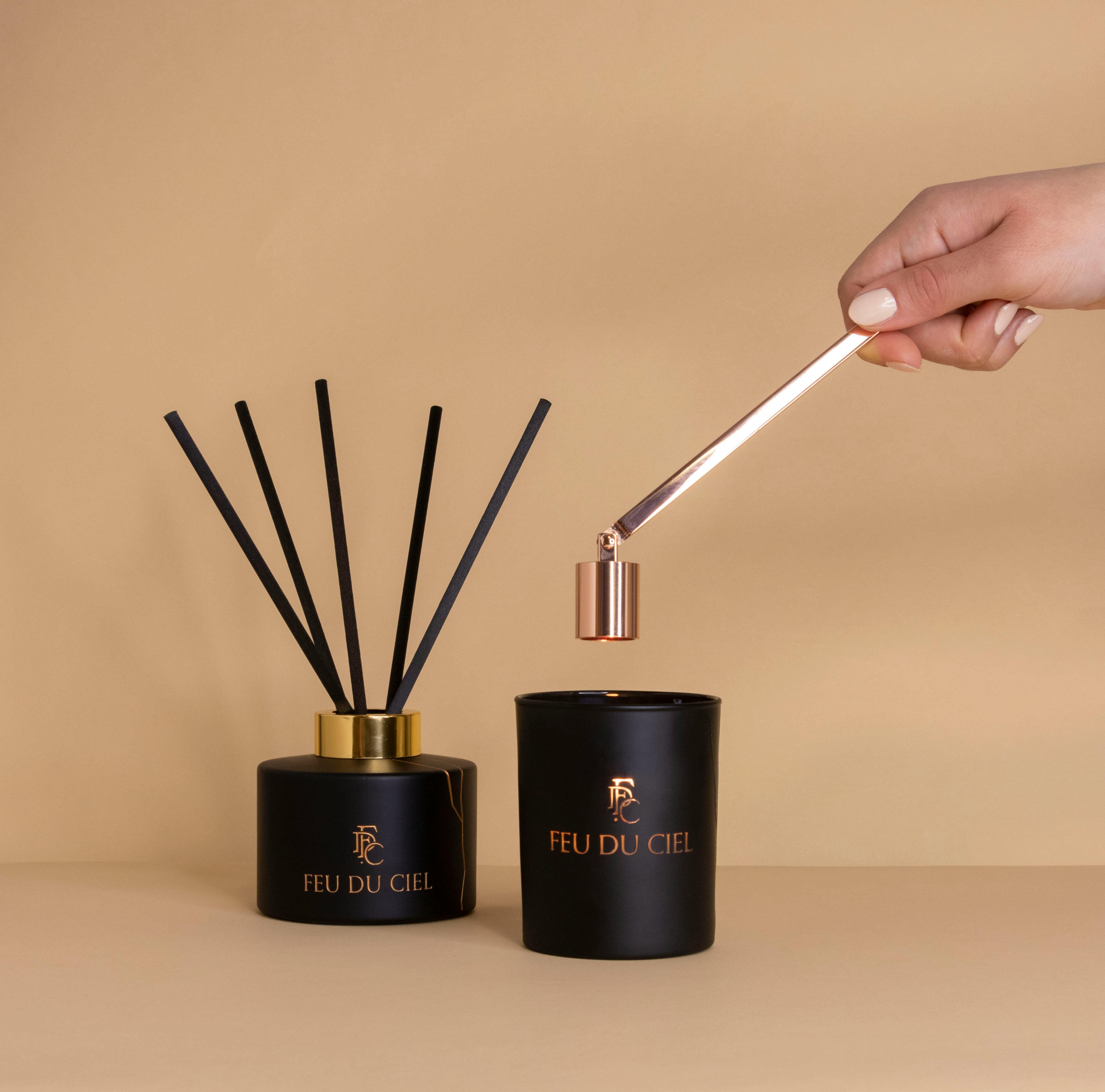 Elegant Candle and Diffuser Set on Beige Background · Free Stock Photo