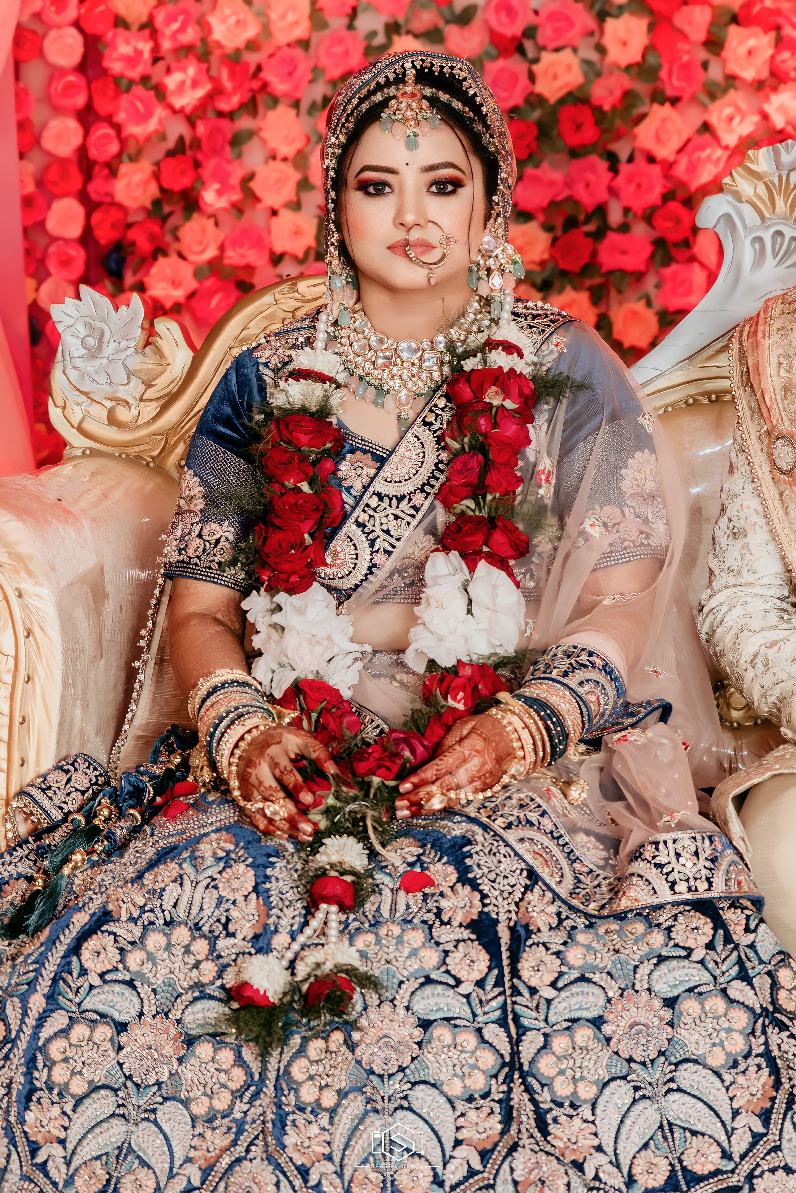 Hindu Bride Wearing Ornate Dress Sitting on Armchair · Free Stock Photo