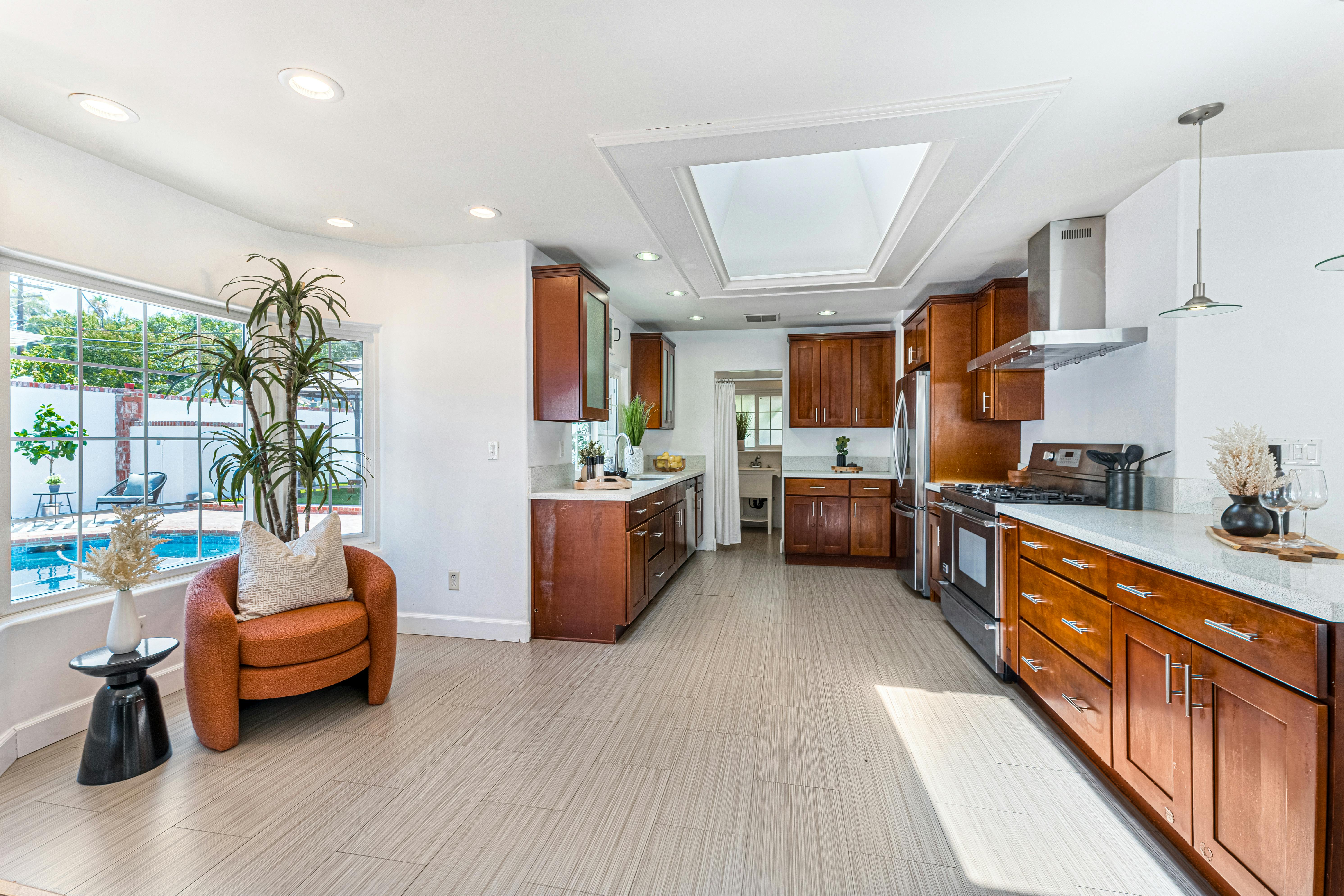 Spacious Open Plan Kitchen with Wooden Cabinet Fronts · Free Stock Photo