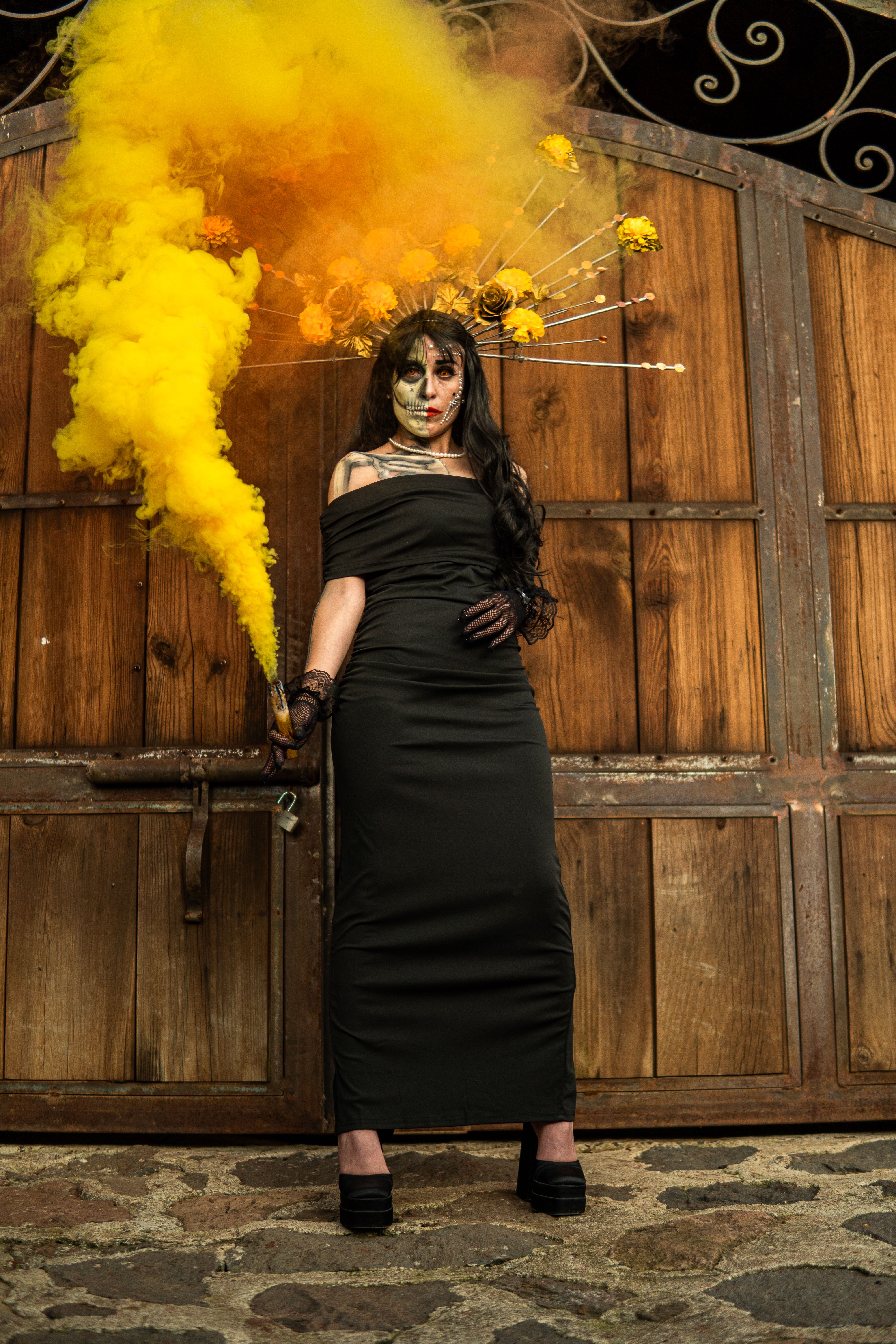 Woman Holding Blue Colored Smoke · Free Stock Photo