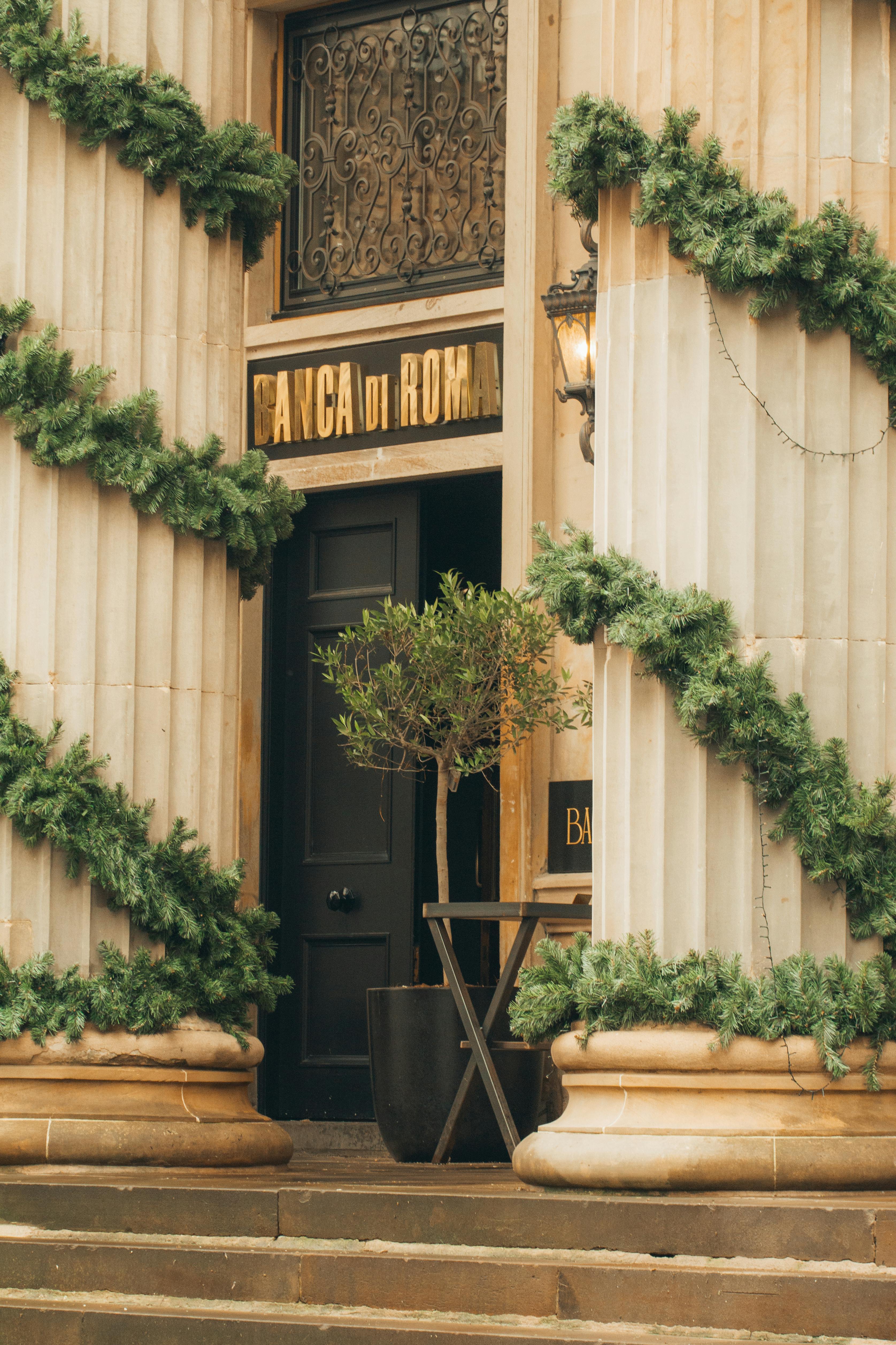 Entrance Door and Columns of the Bank of Rome · Free Stock Photo