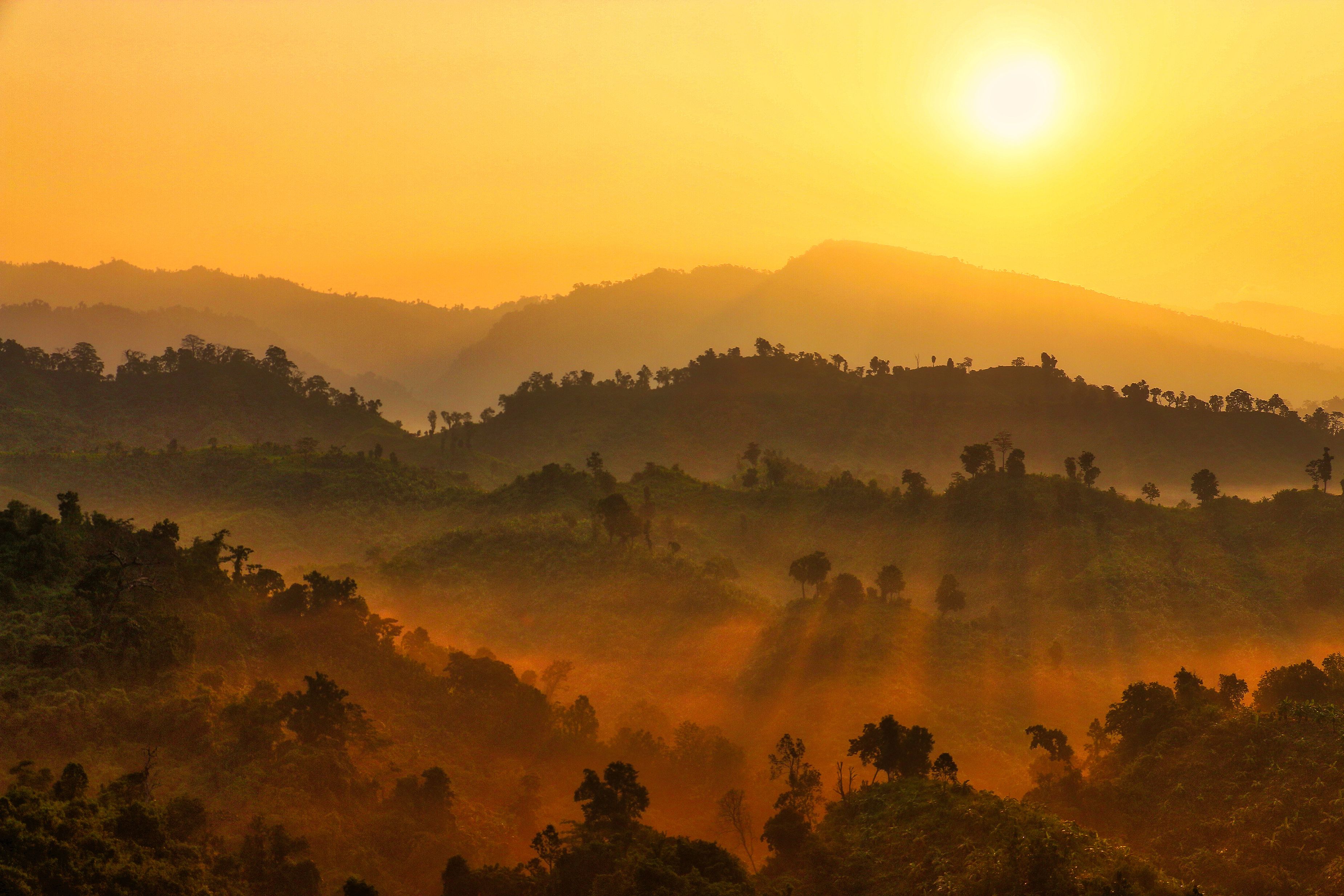 Golden Sky over Hills in Countryside at Sunset · Free Stock Photo