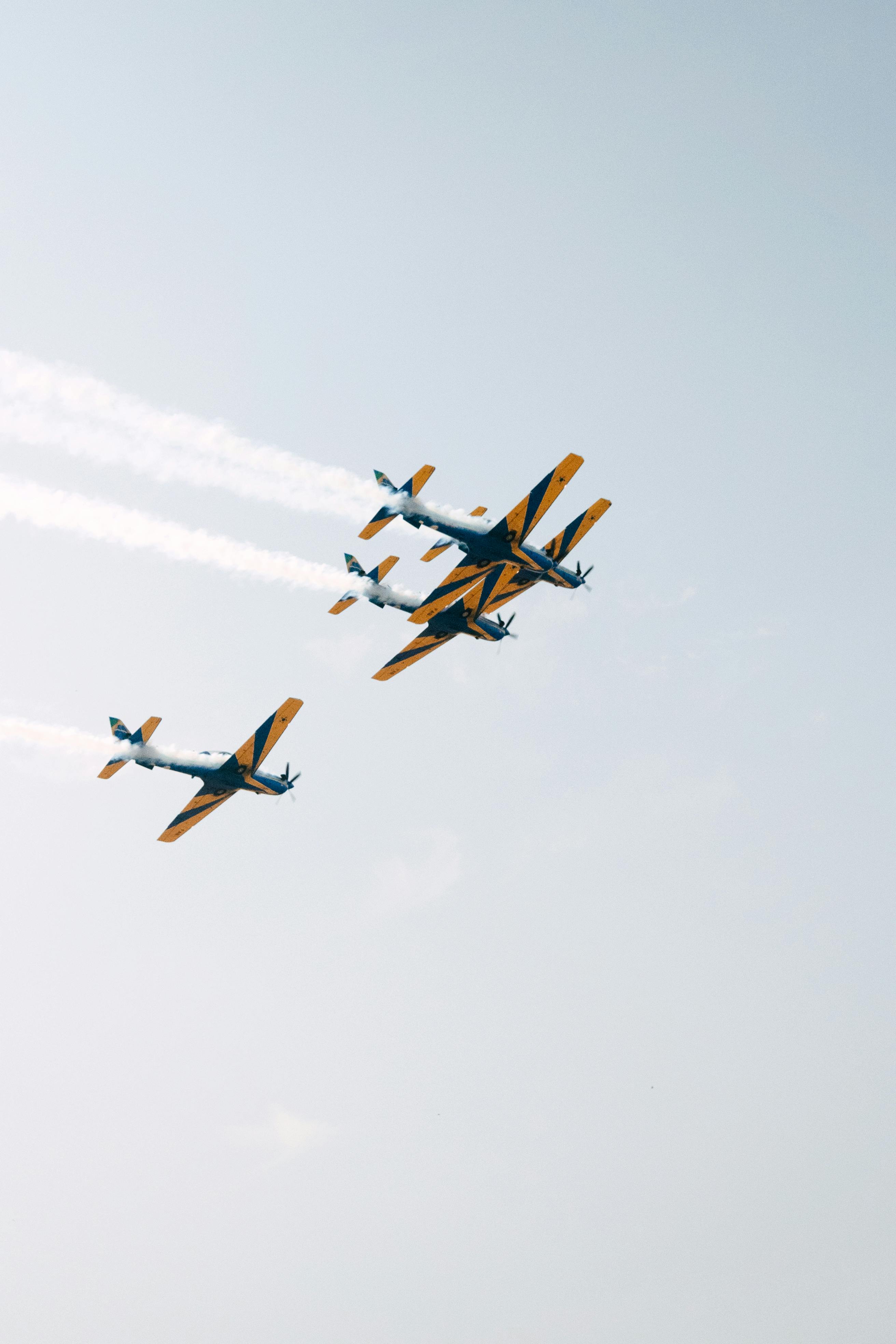View of Three Planes Flying against a Clear, Blue Sky · Free Stock Photo