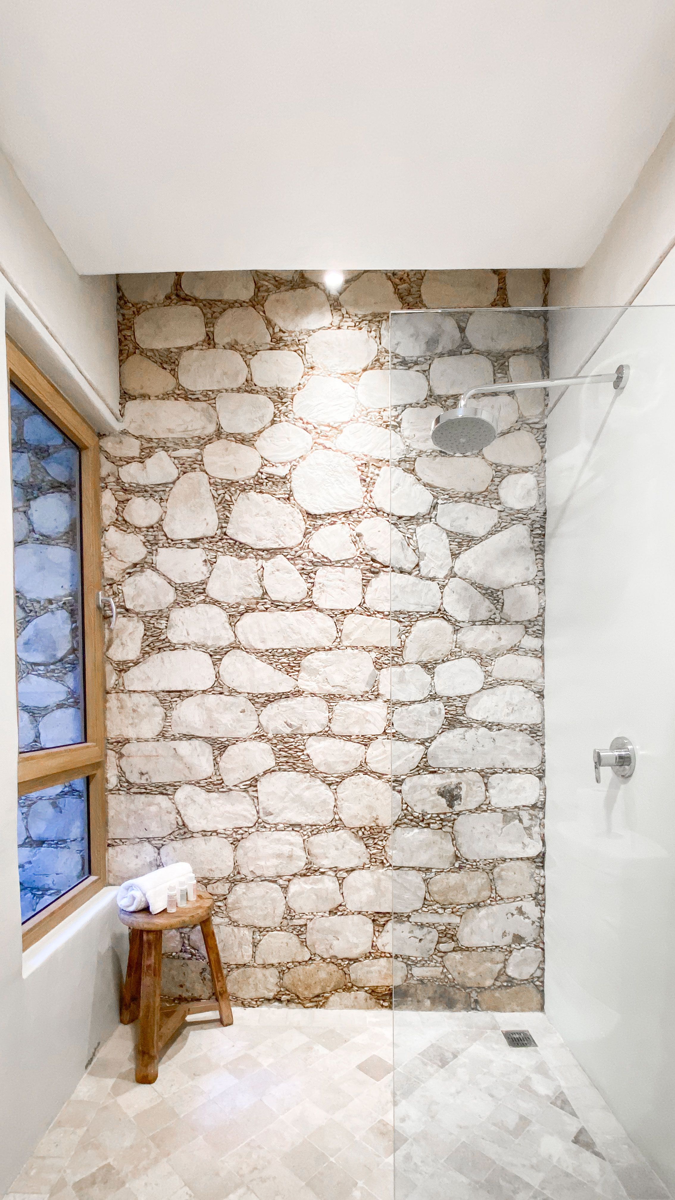 Modern Stone Wall Bathroom Shower Design · Free Stock Photo