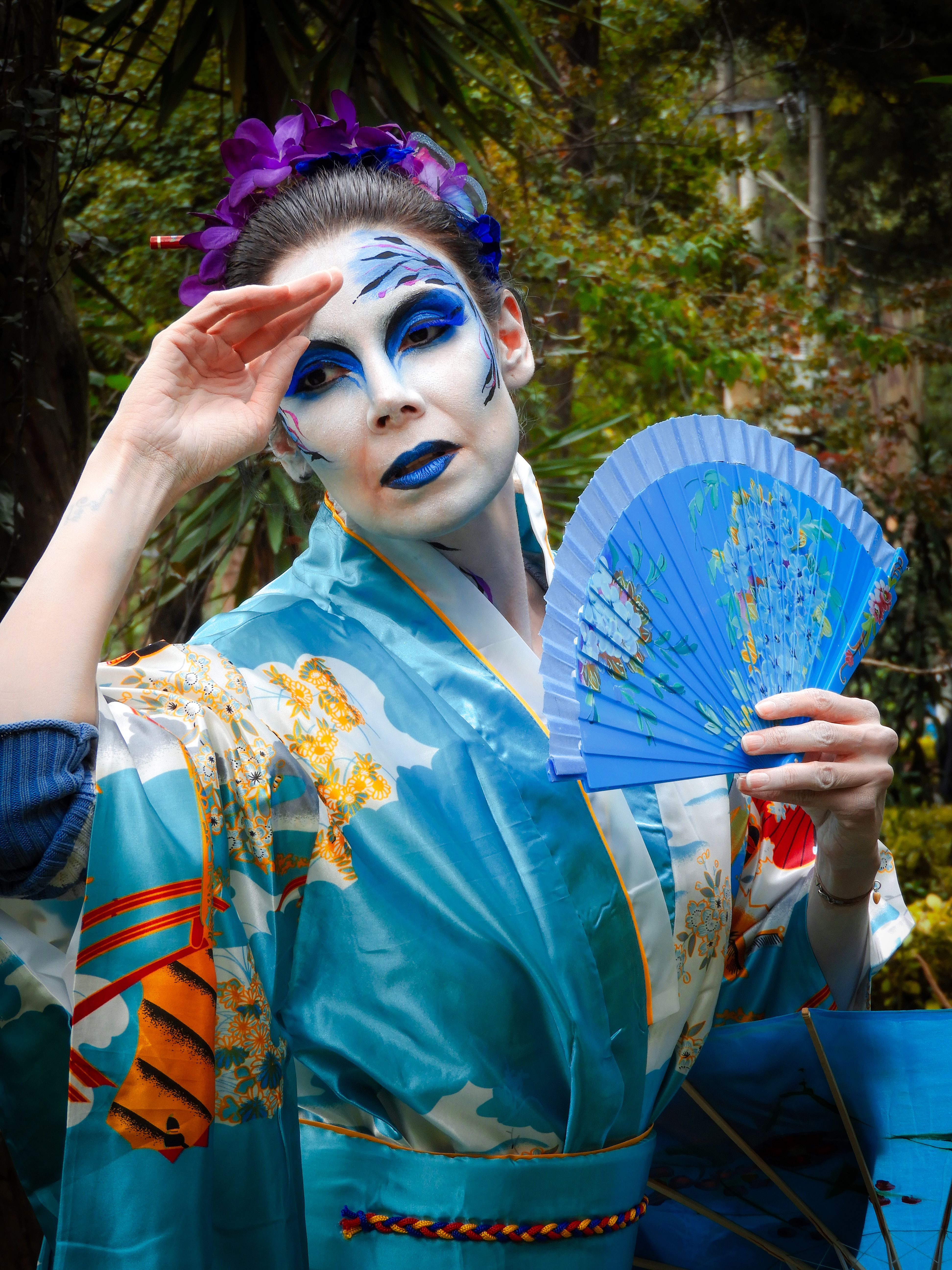 Geisha in Traditional Clothing and with Fan · Free Stock Photo